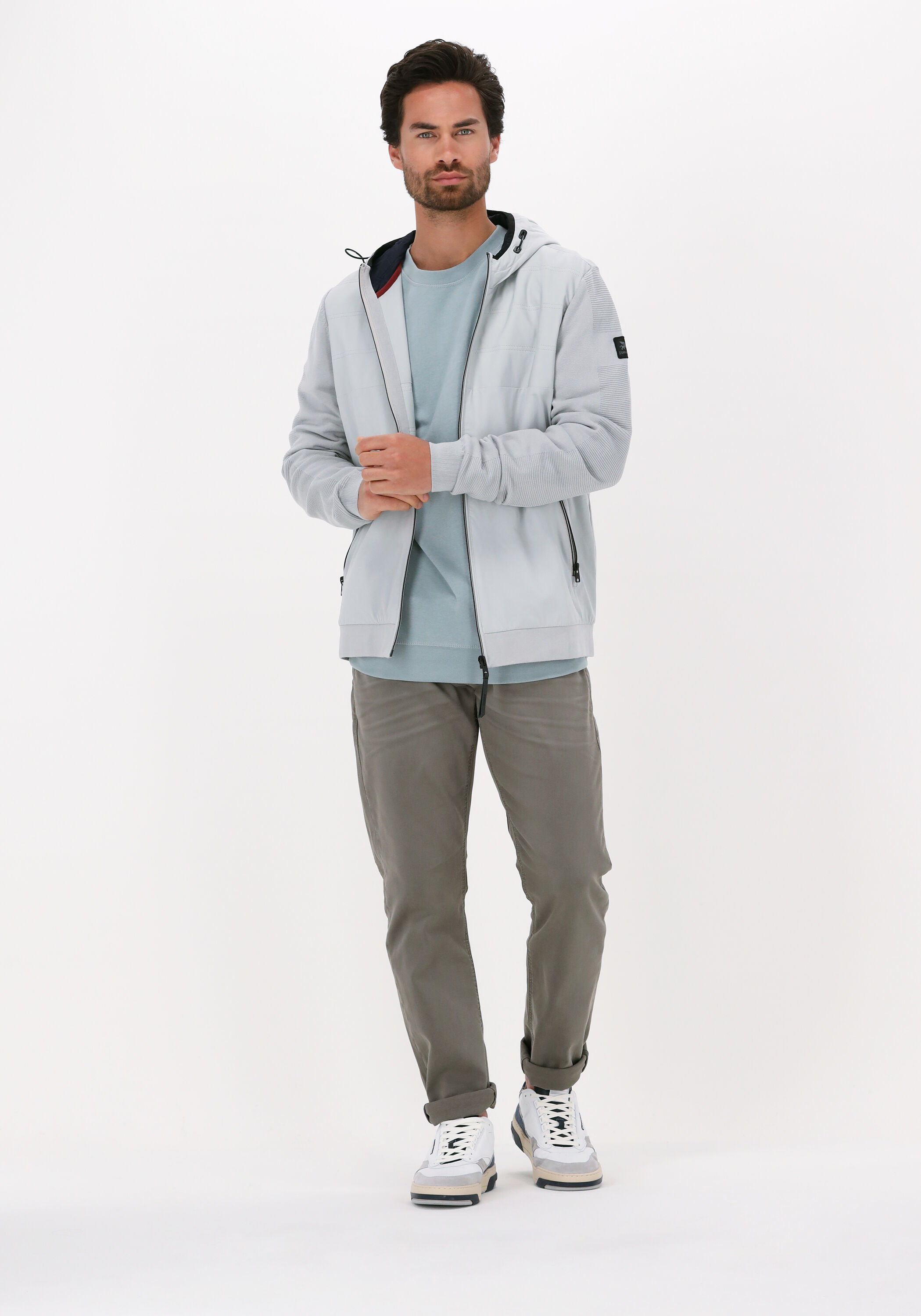 Grijze VANGUARD Vest HOODED JACKET COTTON POLYAMIDE | Omoda