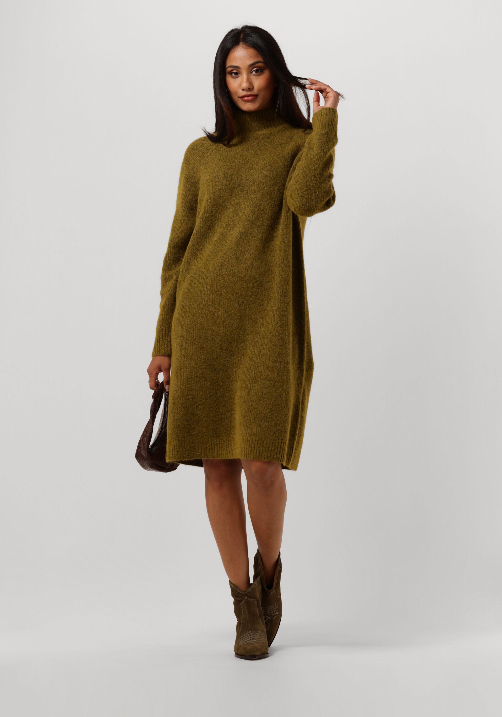 Groene MOS MOSH Mini jurk MMTHORA ALYN KNIT DRESS | Omoda