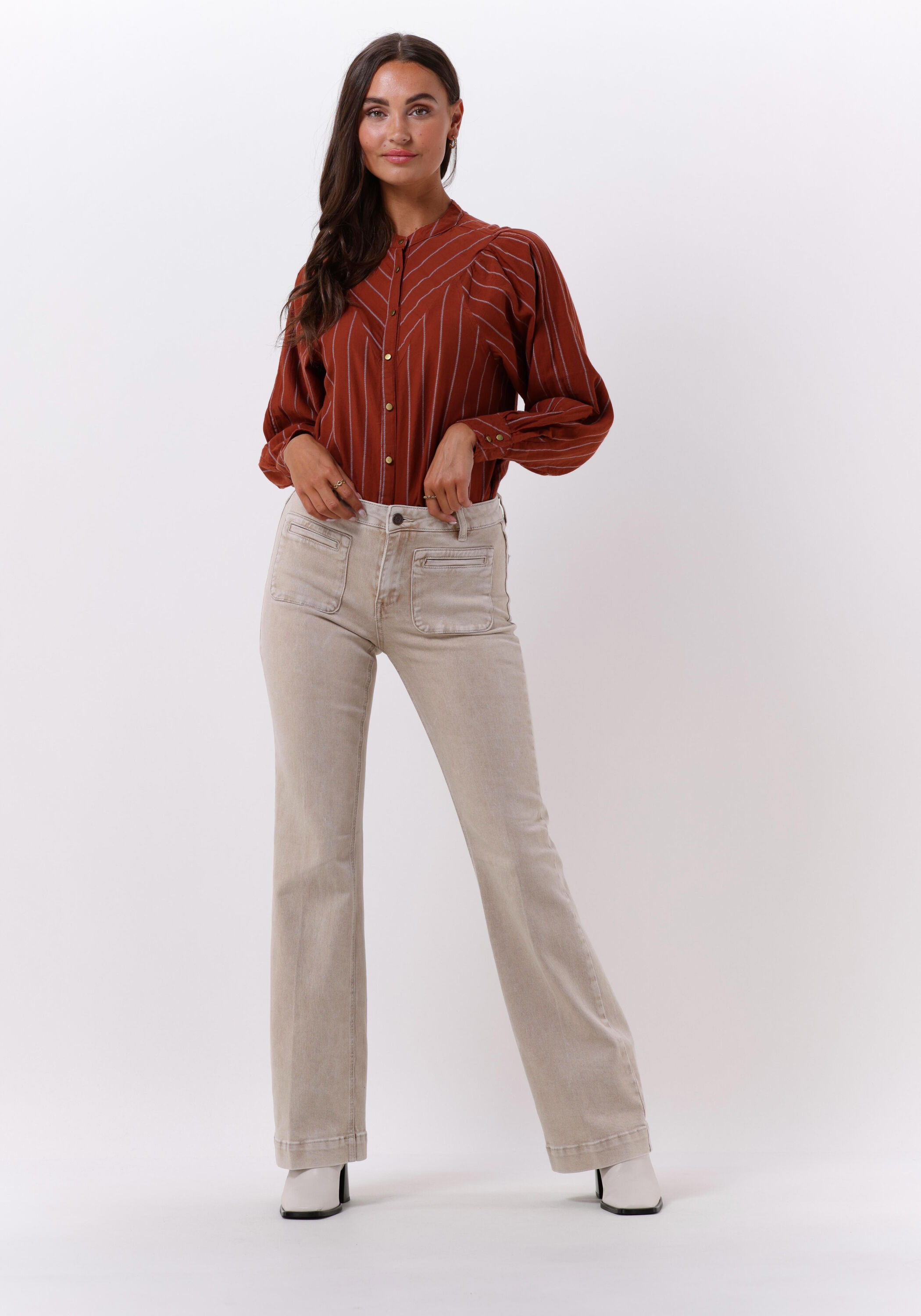 Beige MKT STUDIO Flared jeans DIANA VINTAGE TWILL | Omoda