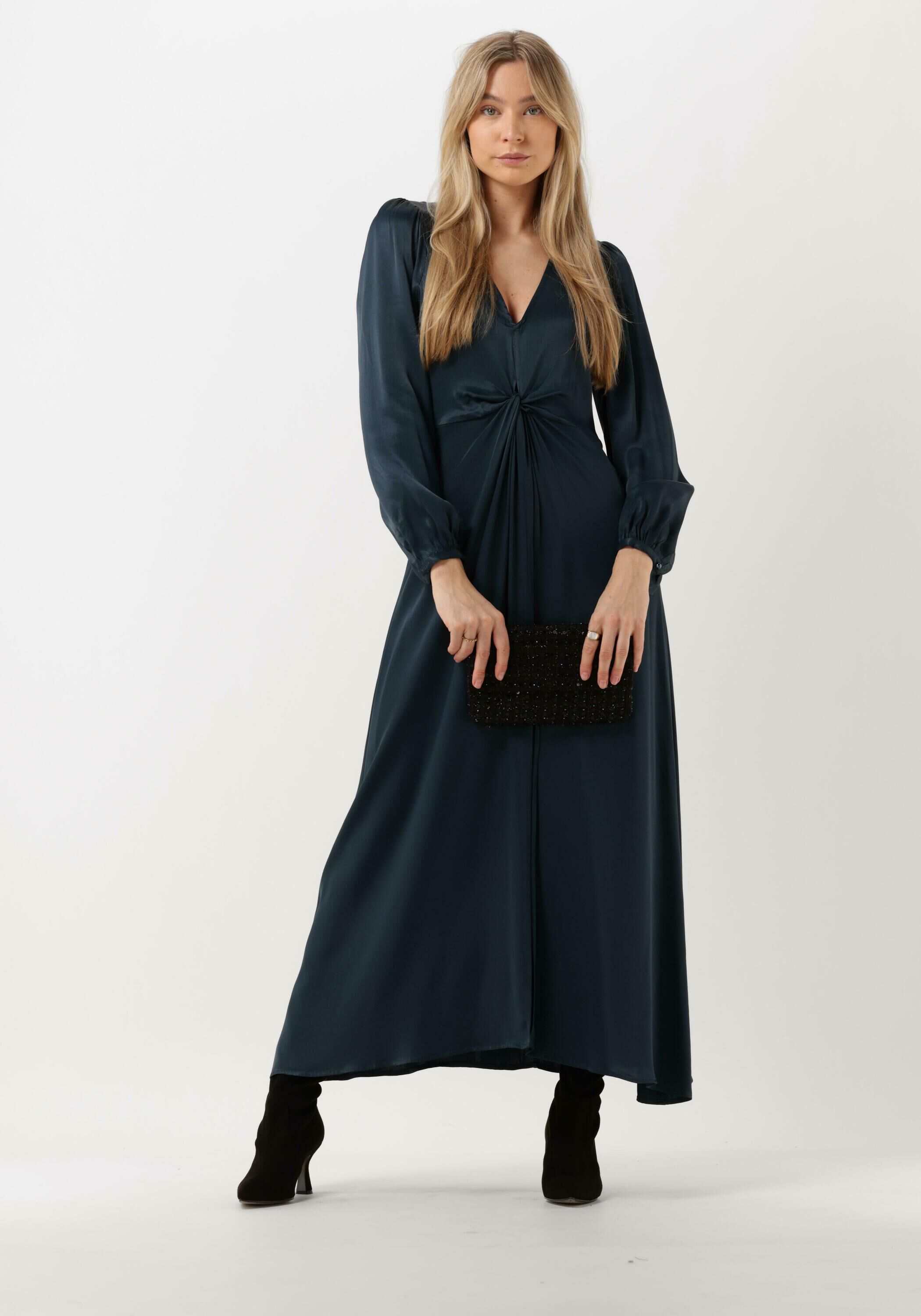 Blauwe SECOND FEMALE Maxi jurk EDDIE DRESS | Omoda