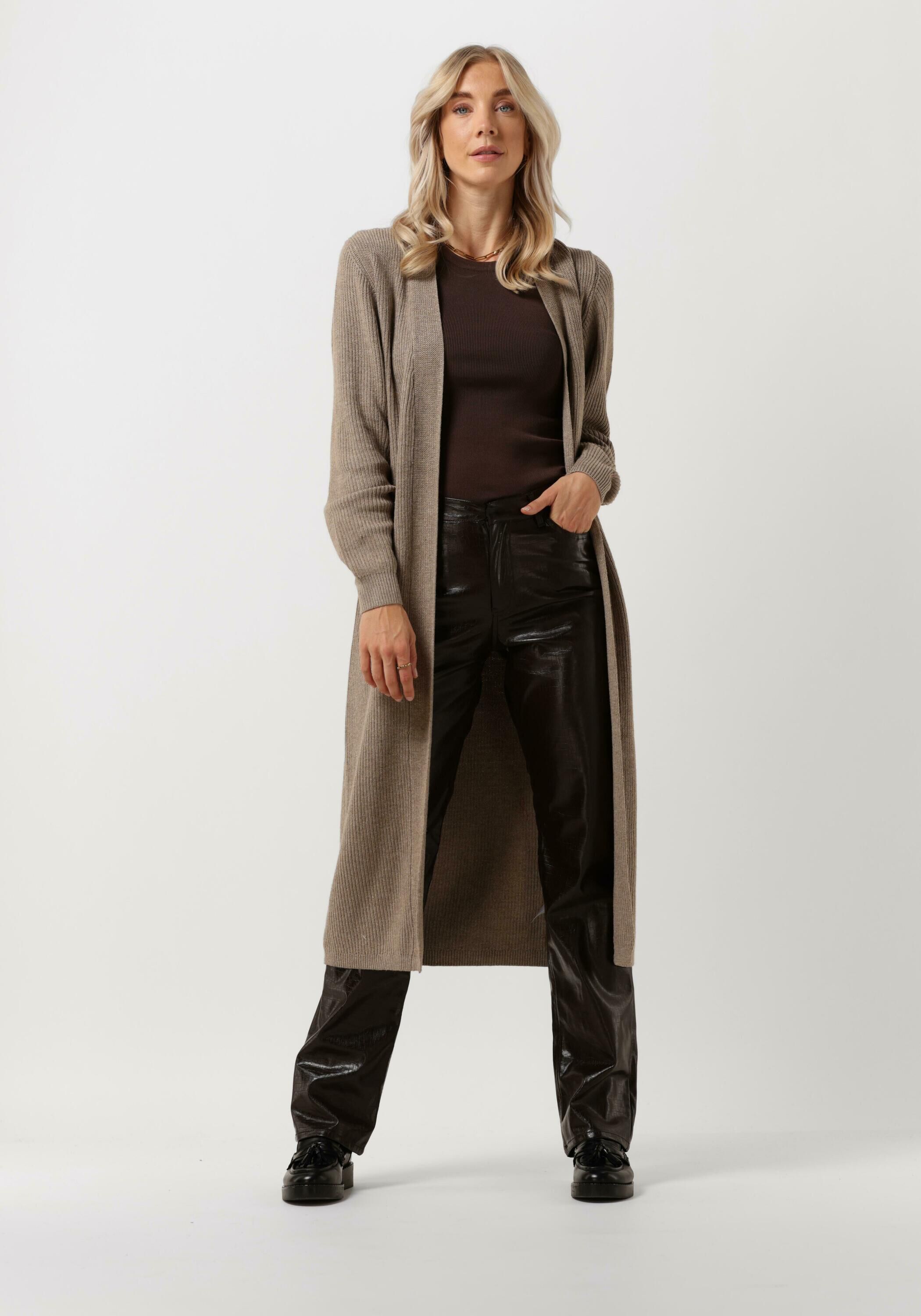 Bruine OBJECT Vest MALENA L/S KNIT LONG CARDIGAN | Omoda