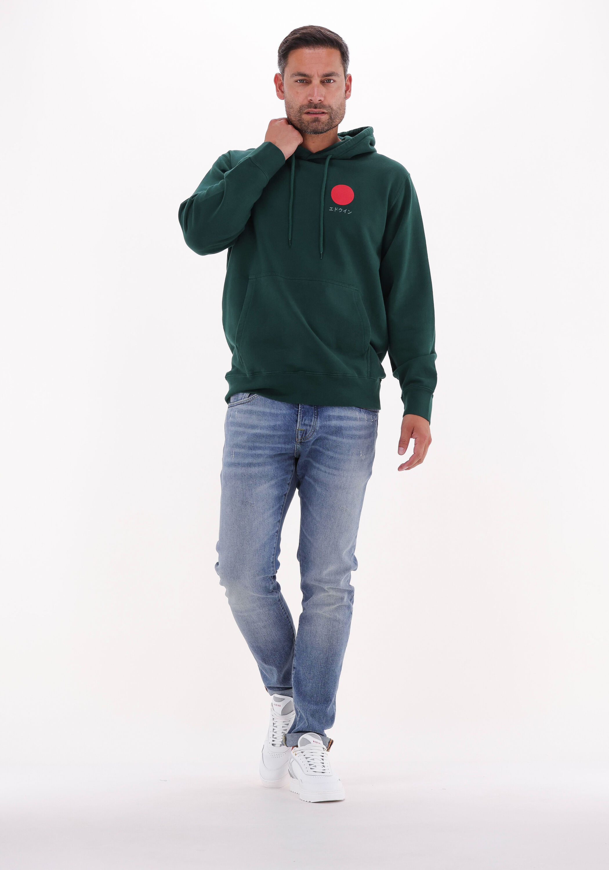 Groene EDWIN Sweater JAPANESE SUN HOODIE SWEAT HEAVY FELPA | Omoda