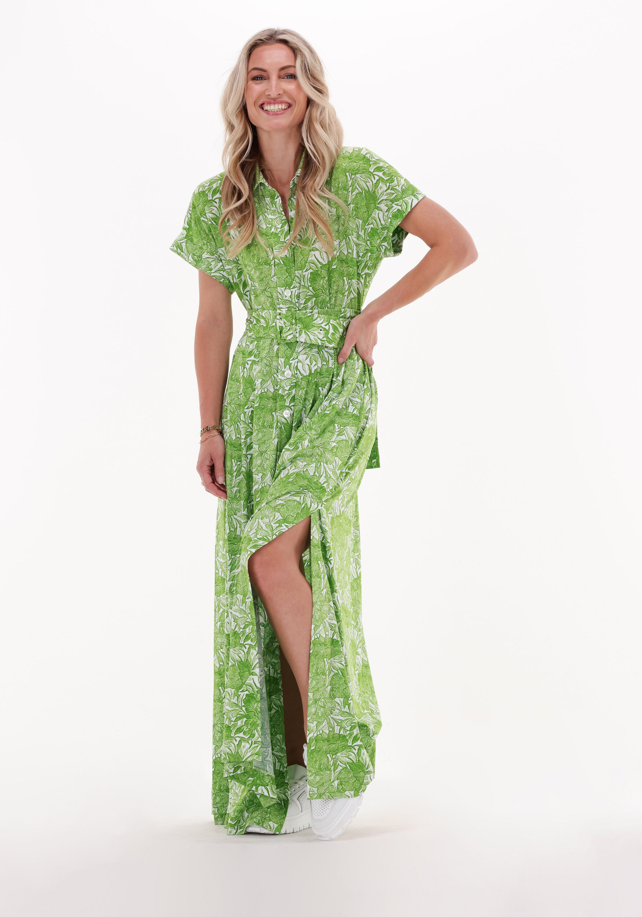 Groene VANILIA Maxi jurk FLUID DESSIN | Omoda