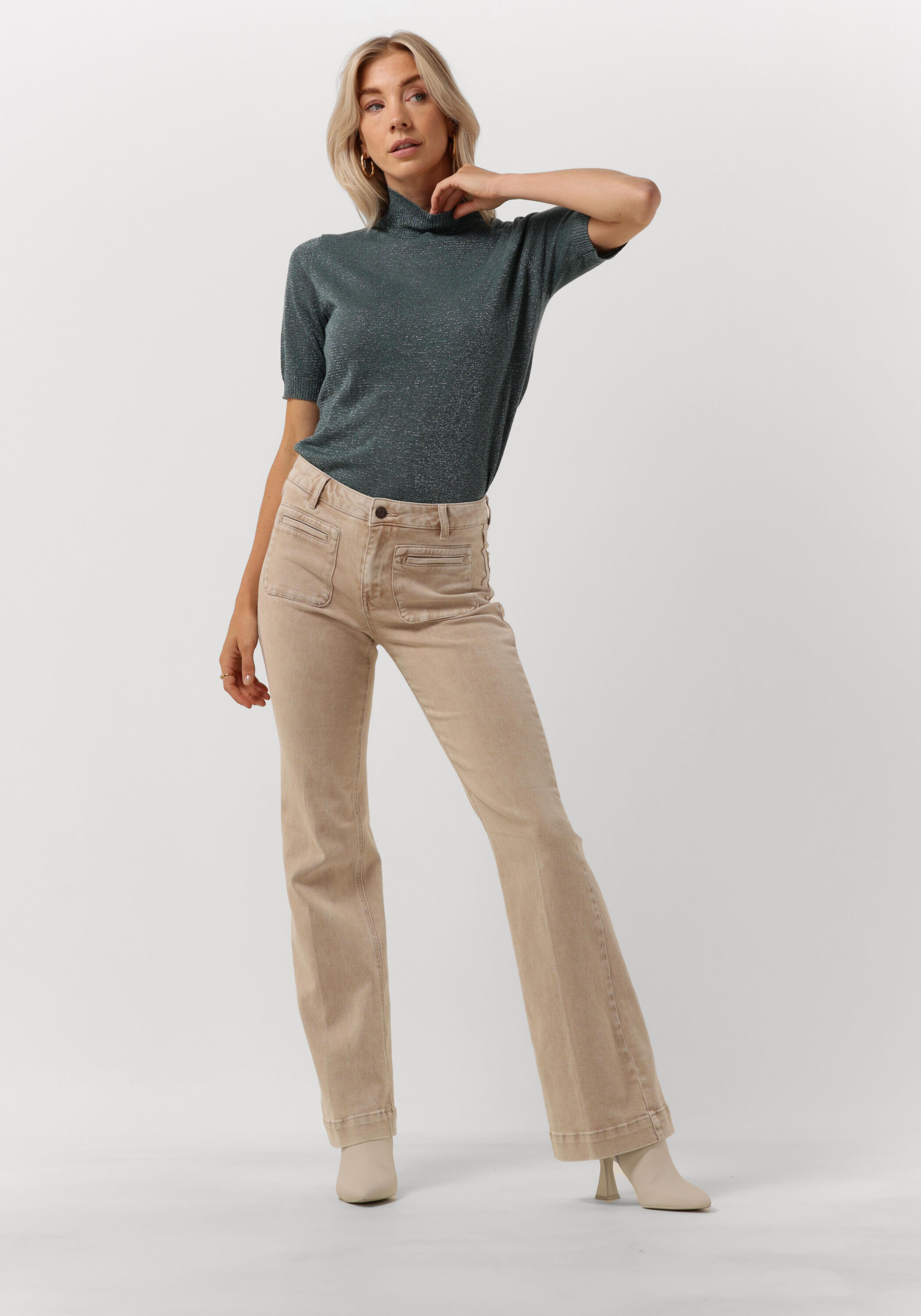 Beige MKT STUDIO Flared jeans DIANA VINTAGE TWILL | Omoda