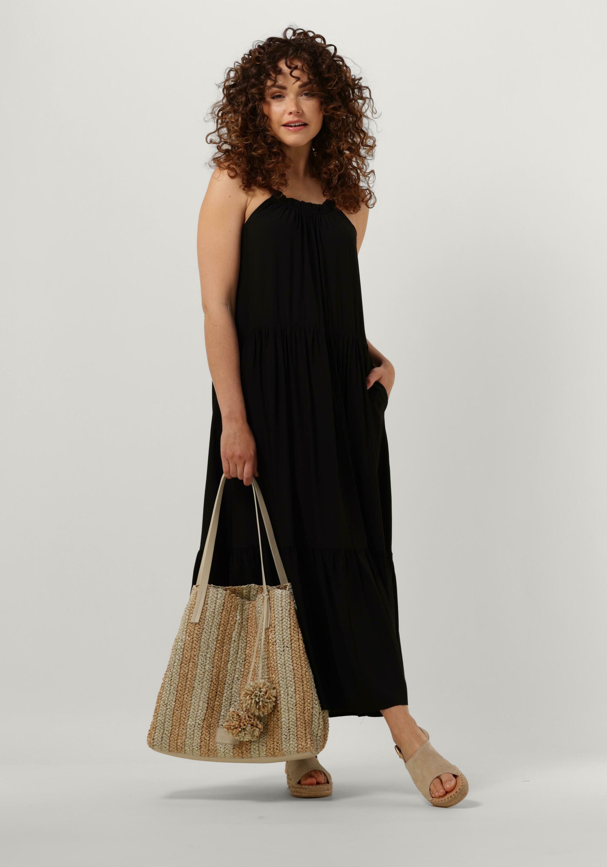 Zwarte CO'COUTURE Maxi jurk SUNRISE GREECE STRAP DRESS | Omoda