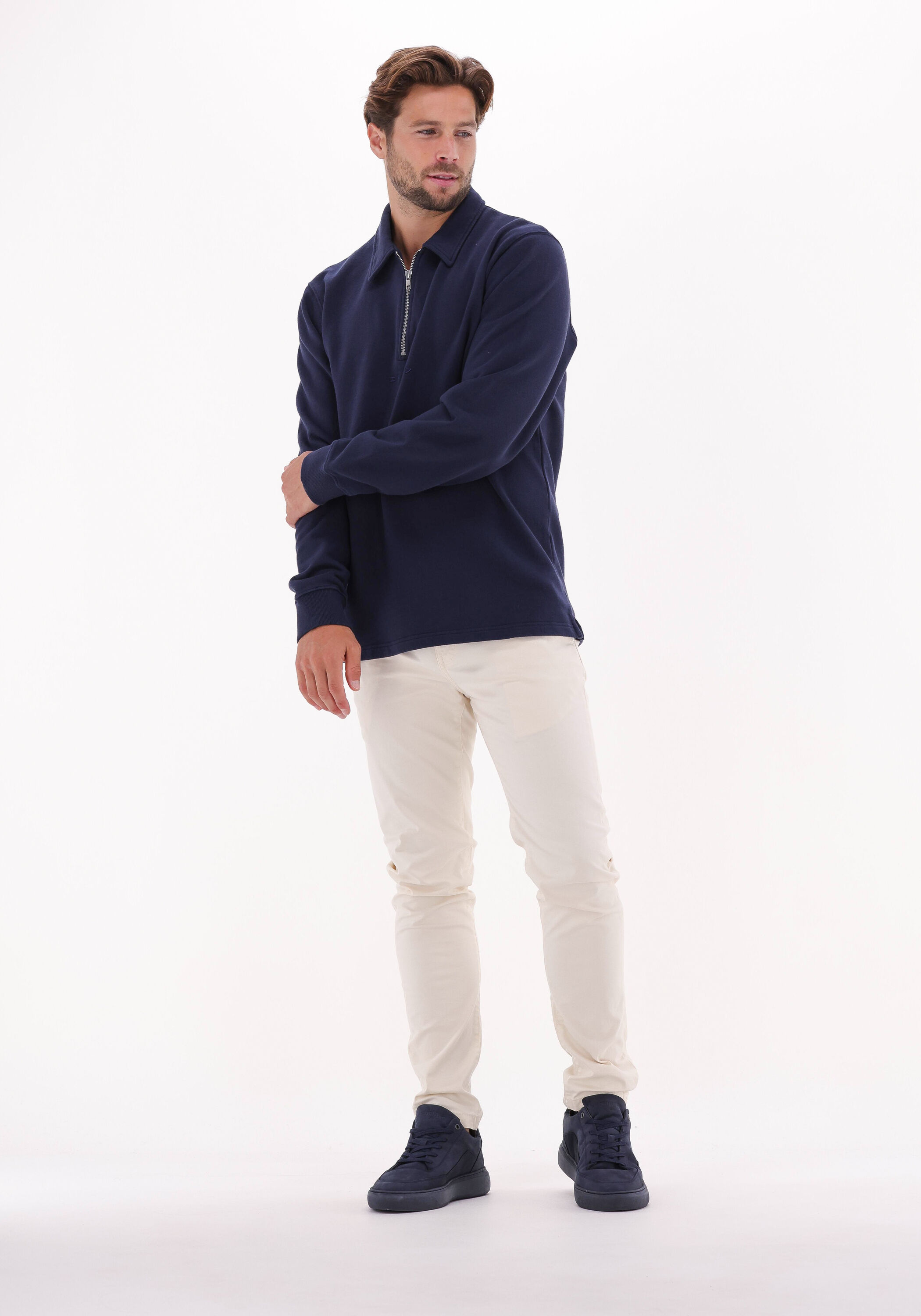 Donkerblauwe EDWIN Polo ZIPPED POLO HEAVY FELPA | Omoda