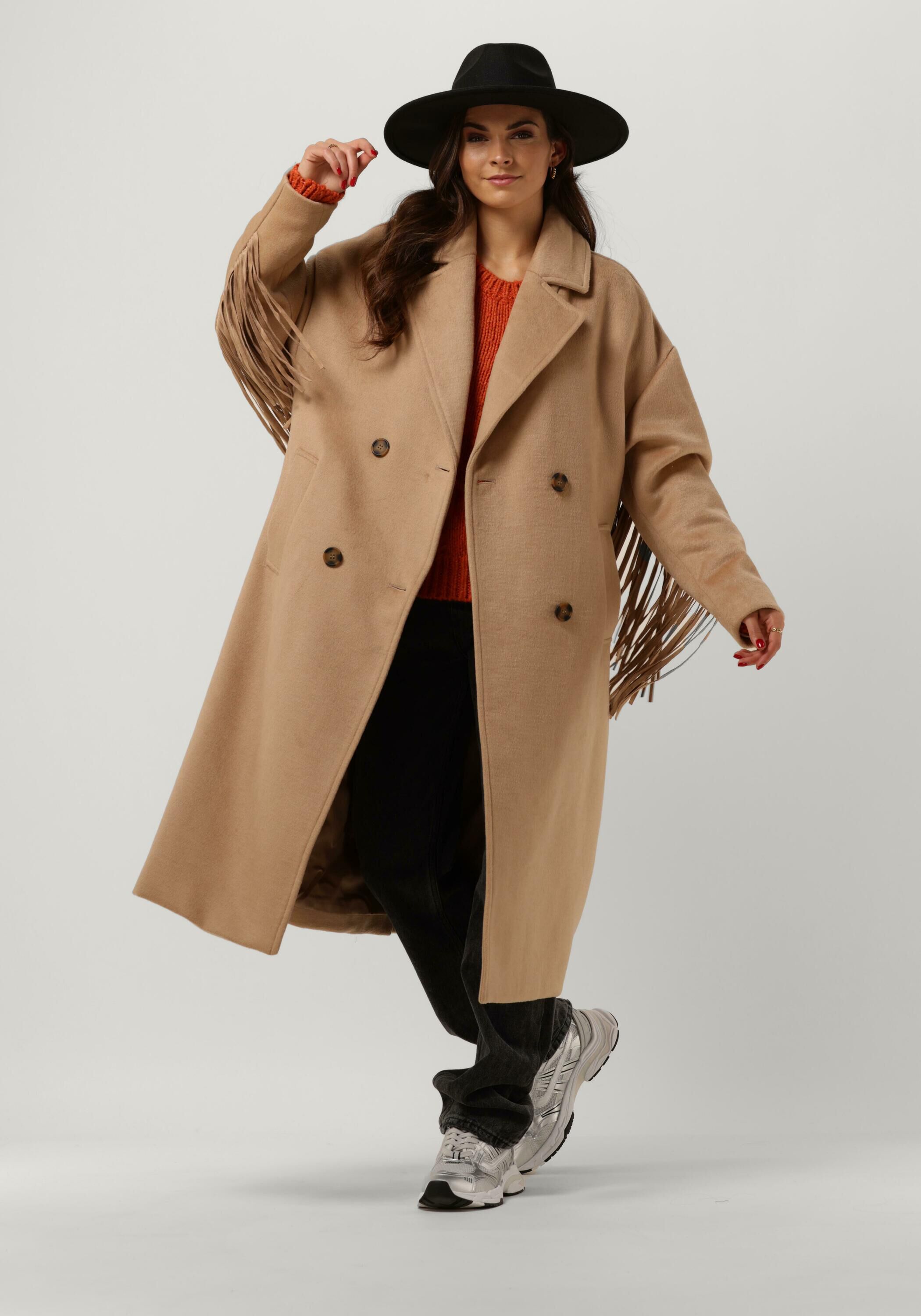 Camel COLOURFUL REBEL Mantel KOKO WOOL LONG FRINGE COAT | Omoda
