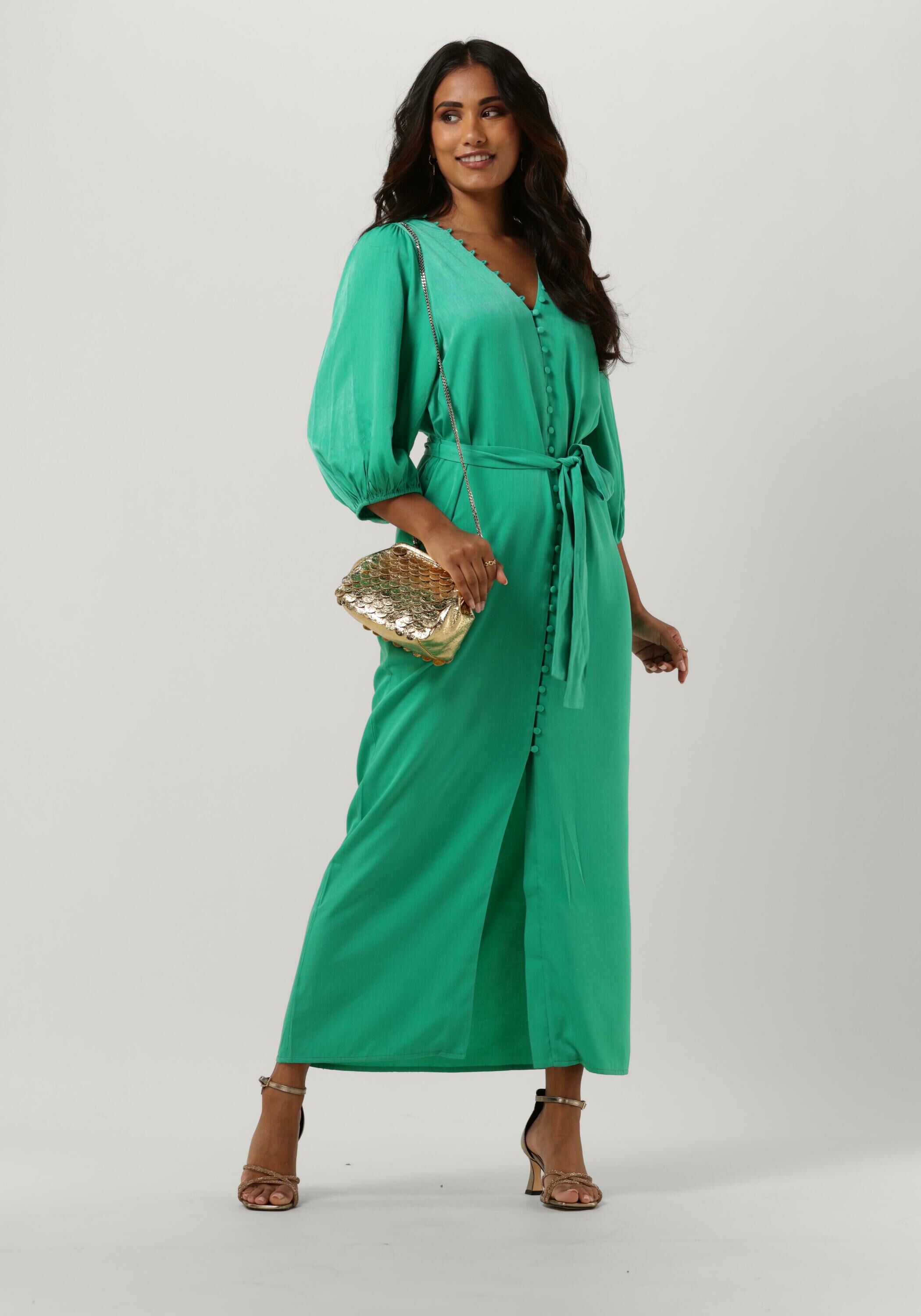 Groene FREEBIRD Maxi jurk WV-WASH-SATIN-VIS-23-1 | Omoda