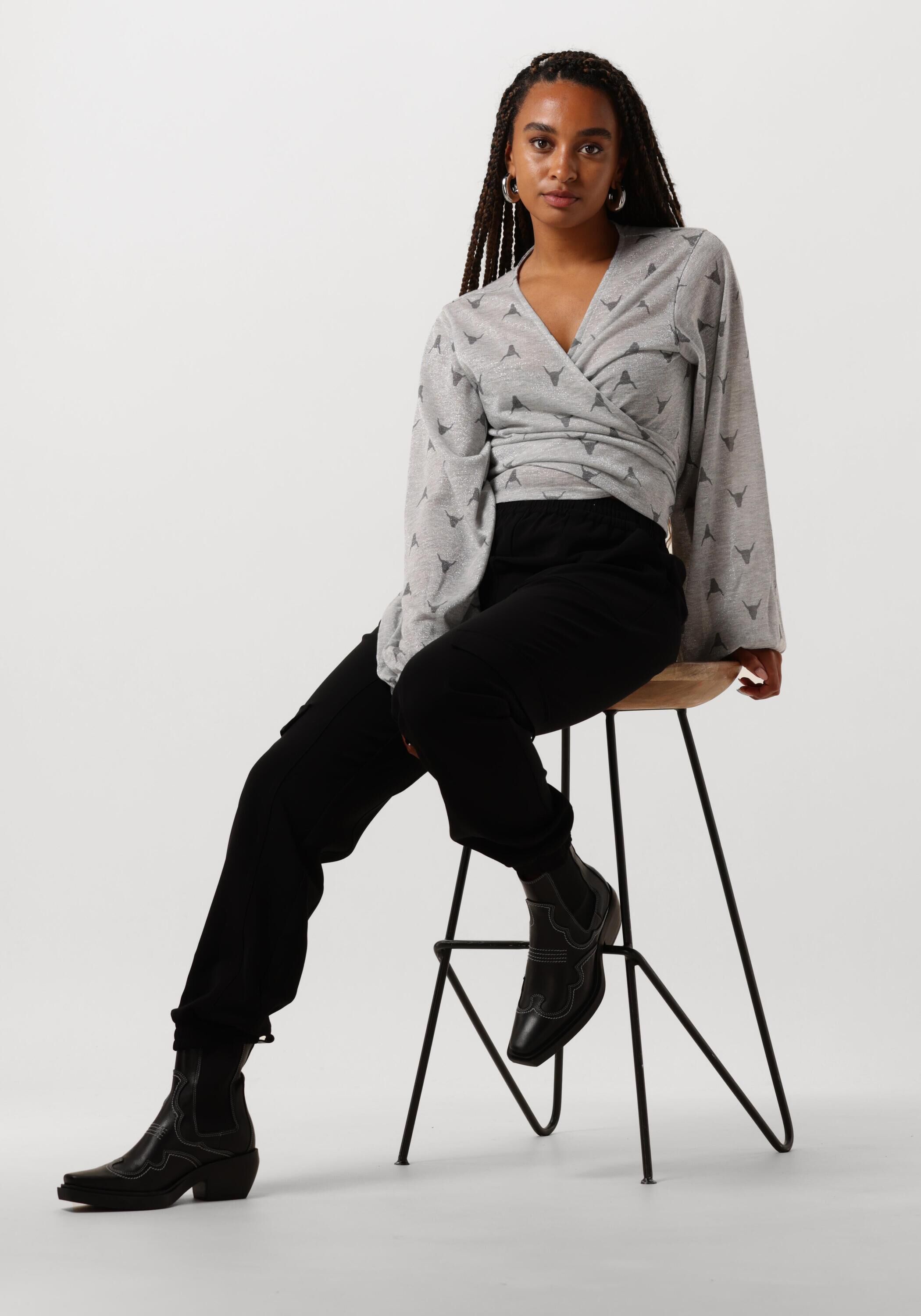 Zilveren ALIX THE LABEL Top LADIES KNITTED SHEER BULL WRAP TOP | Omoda