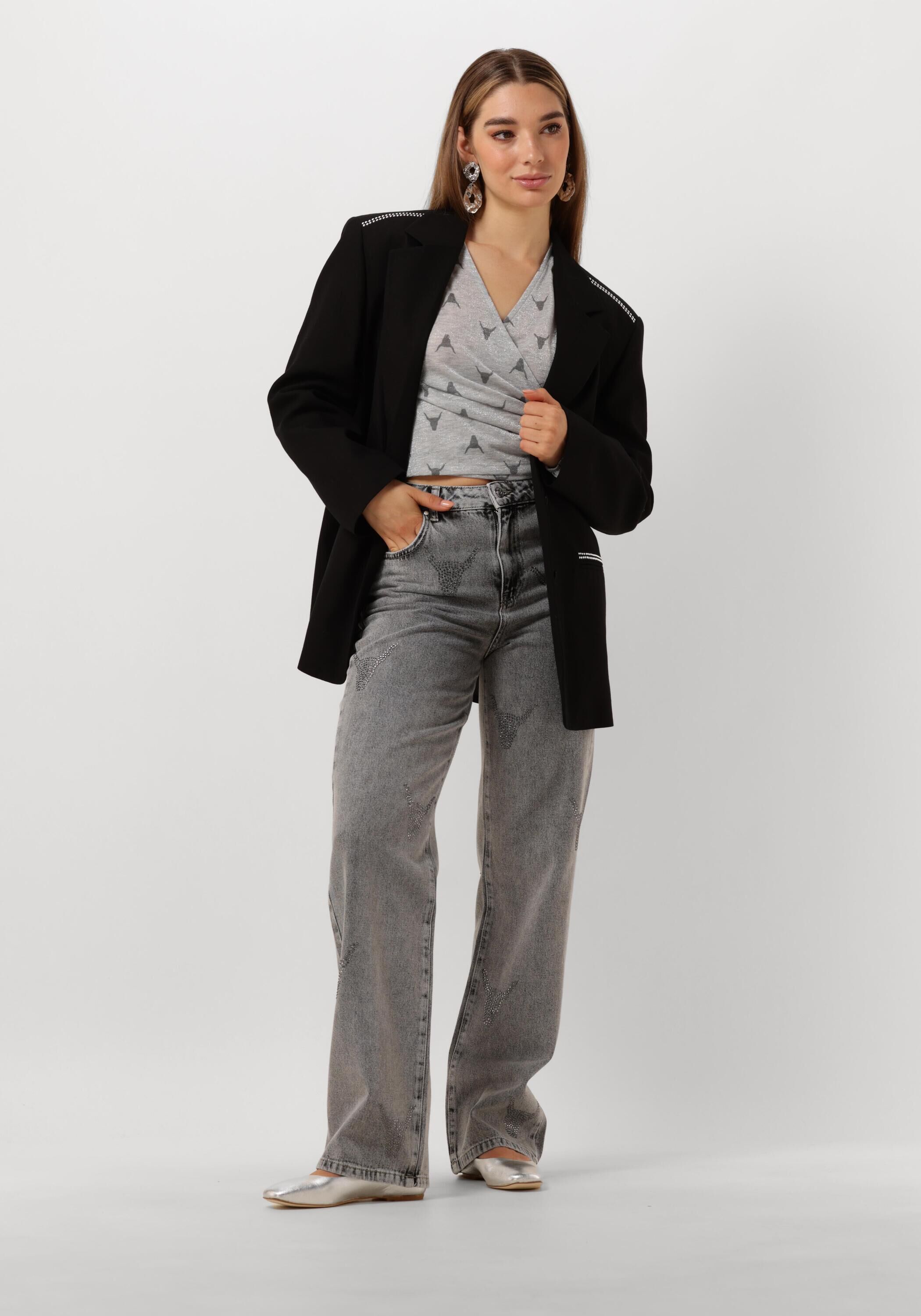 Zilveren ALIX THE LABEL Top LADIES KNITTED SHEER BULL WRAP TOP | Omoda