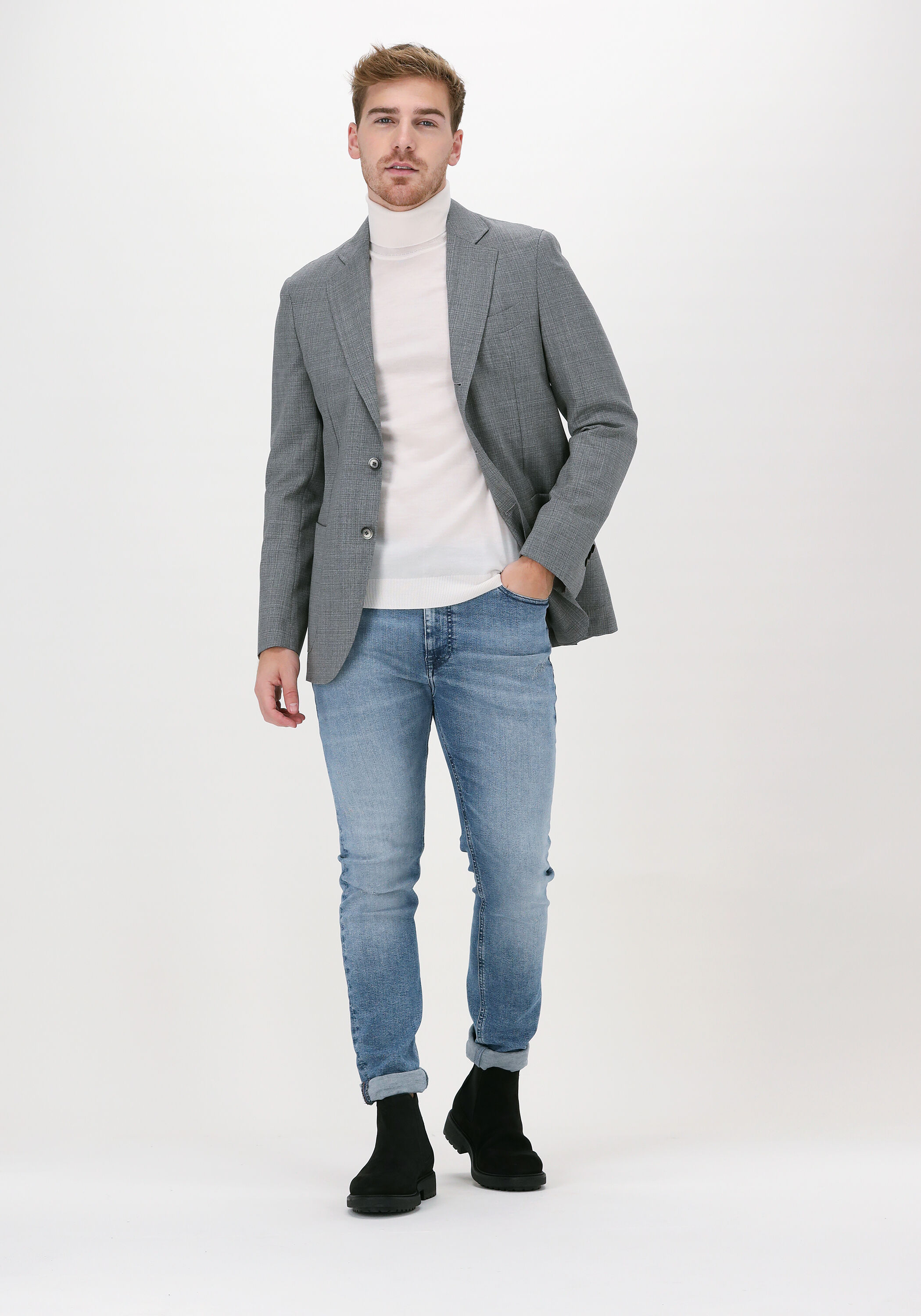Lichtgrijze PROFUOMO Colberts JACKET HALFMOON | Omoda