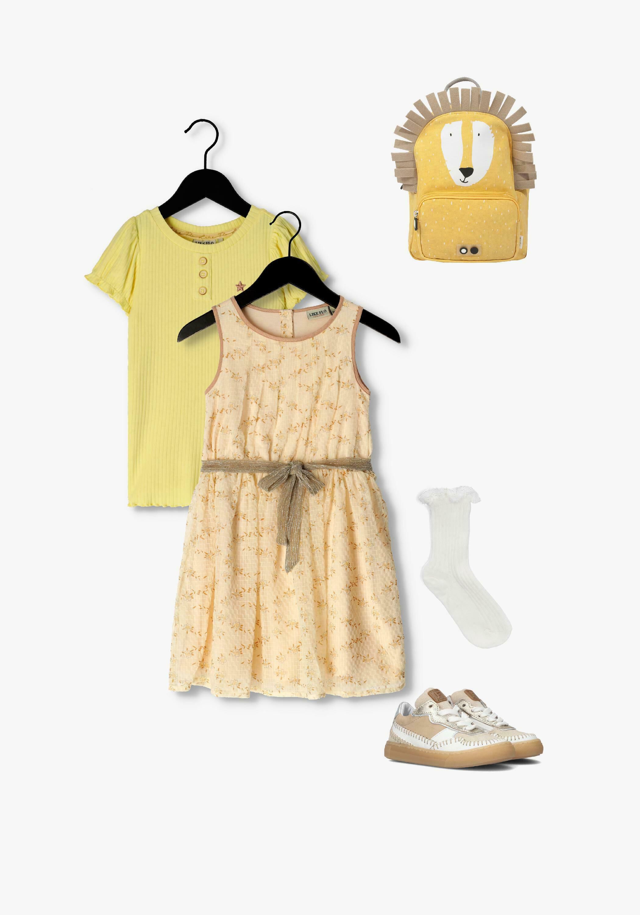 Gele LIKE FLO Mini jurk FANCY FLOWER SLEEVELESS DRESS | Omoda