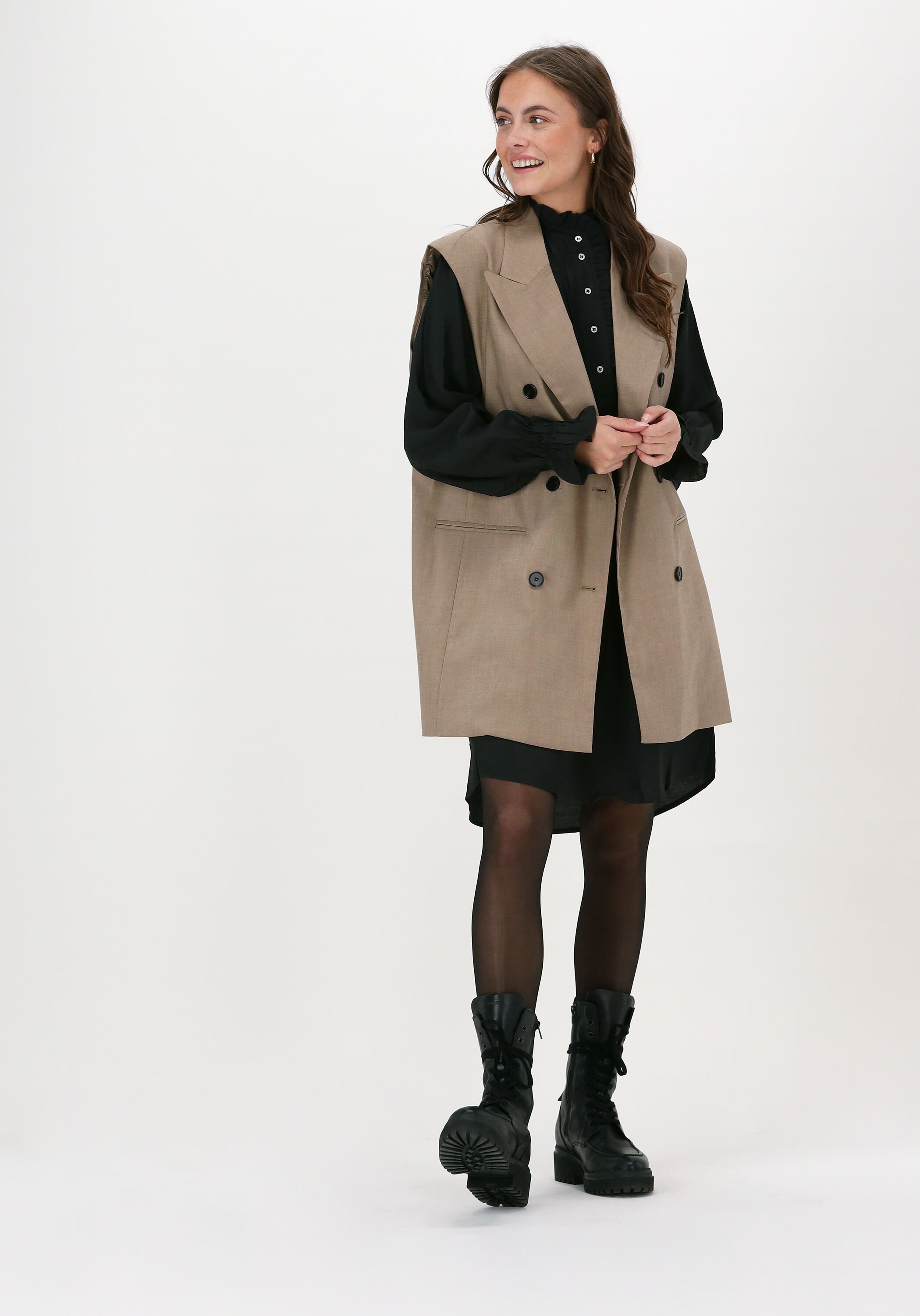 Zwarte CO'COUTURE Mini jurk CALLUM PINTUCK FRILL DRESS | Omoda