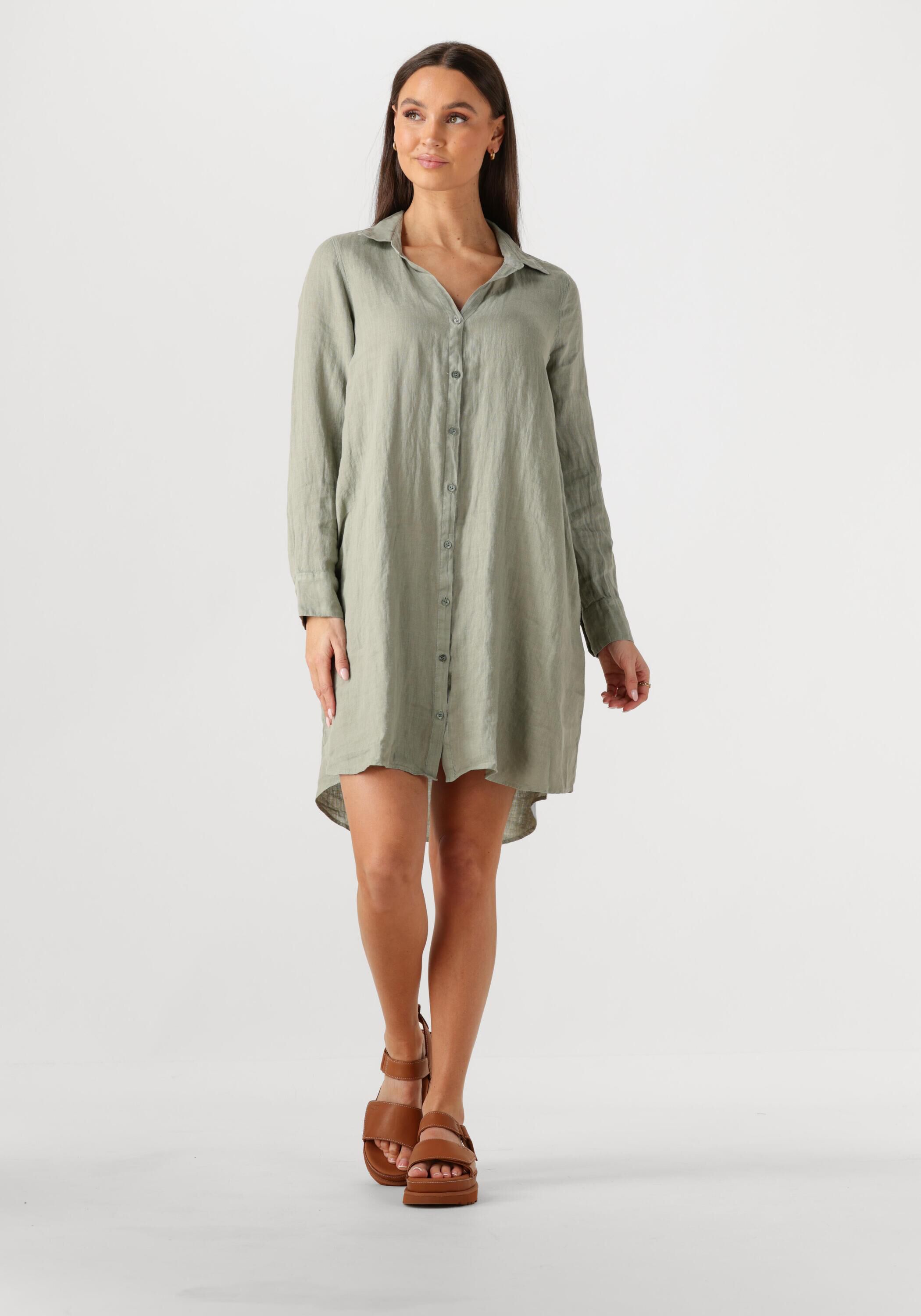 Groene MOS MOSH Mini jurk MMRIELLE LINEN DRESS | Omoda