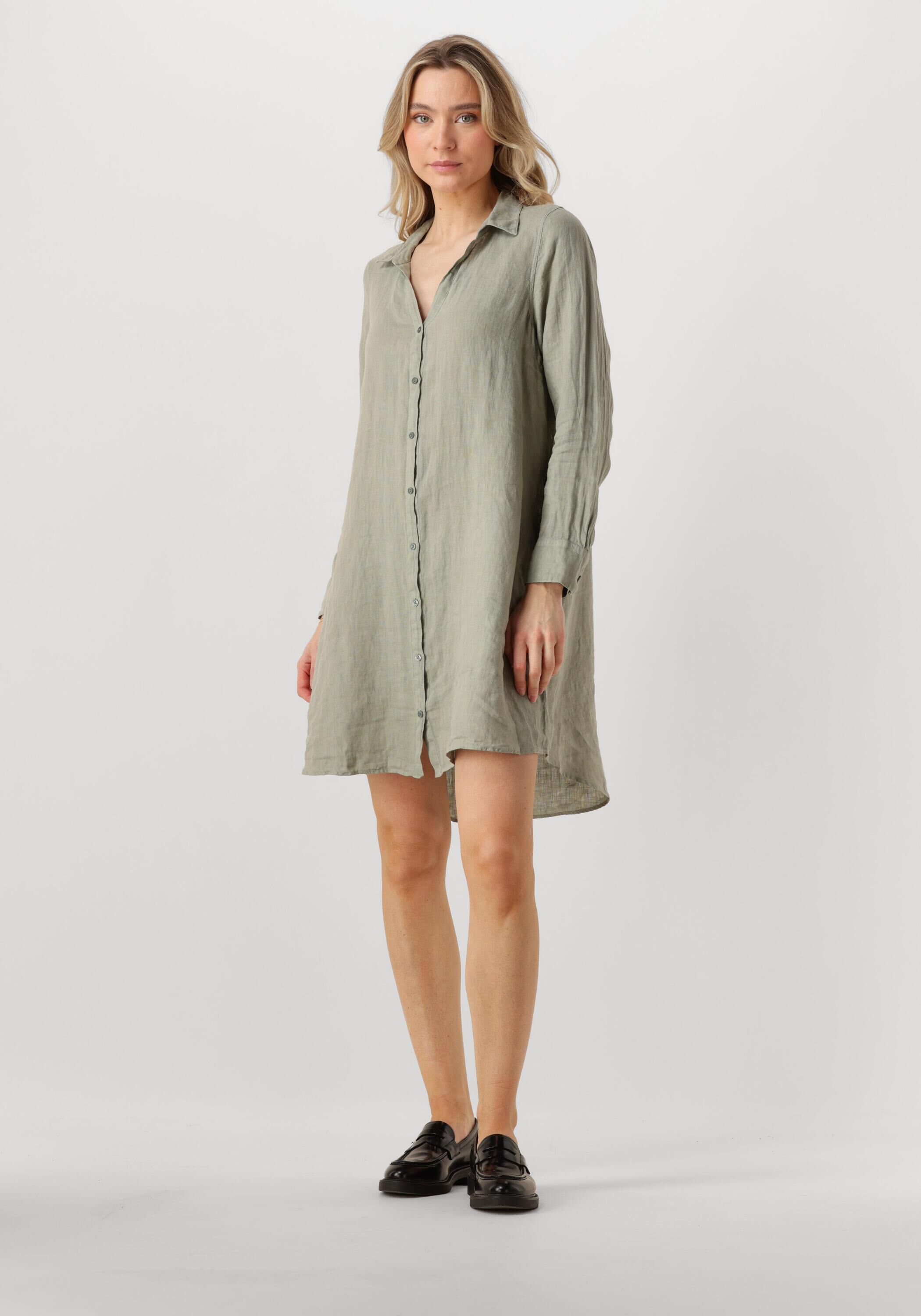 Groene MOS MOSH Mini jurk MMRIELLE LINEN DRESS | Omoda