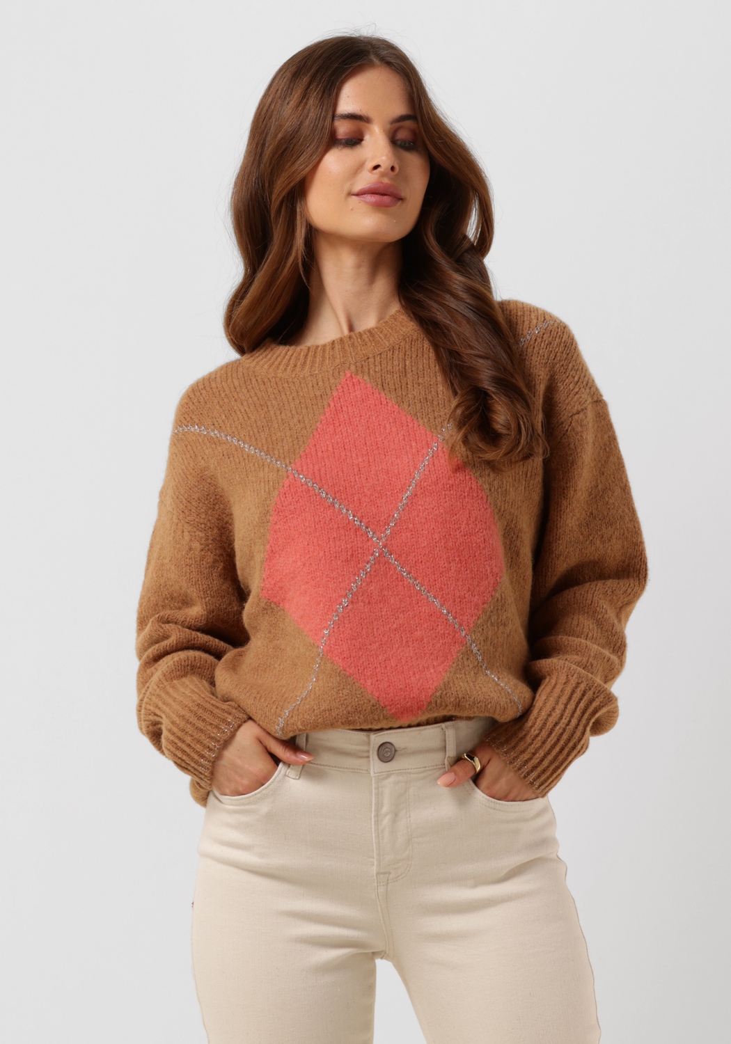 Camel MOS MOSH Trui ZOOM DIAMOND KNIT | Omoda