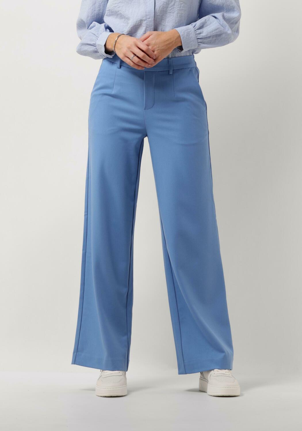 Lichtblauwe OBJECT Pantalon OBJLISA WIDE PANT | Omoda