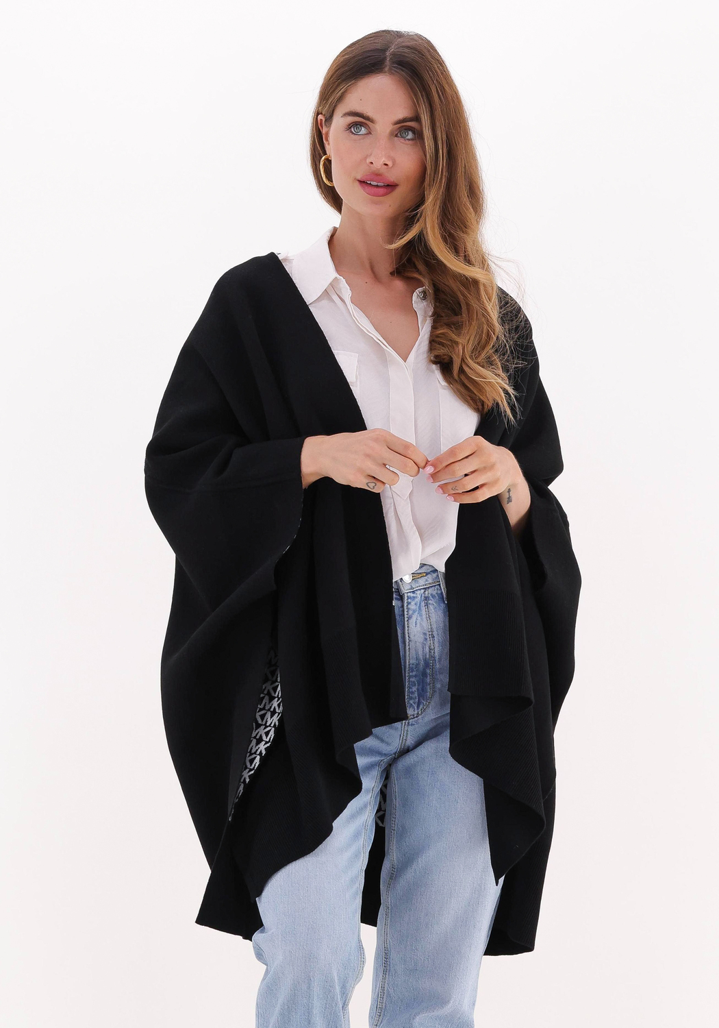 Zwarte MICHAEL KORS Vest REVERSIBLE MK LOGO PONCHO | Omoda