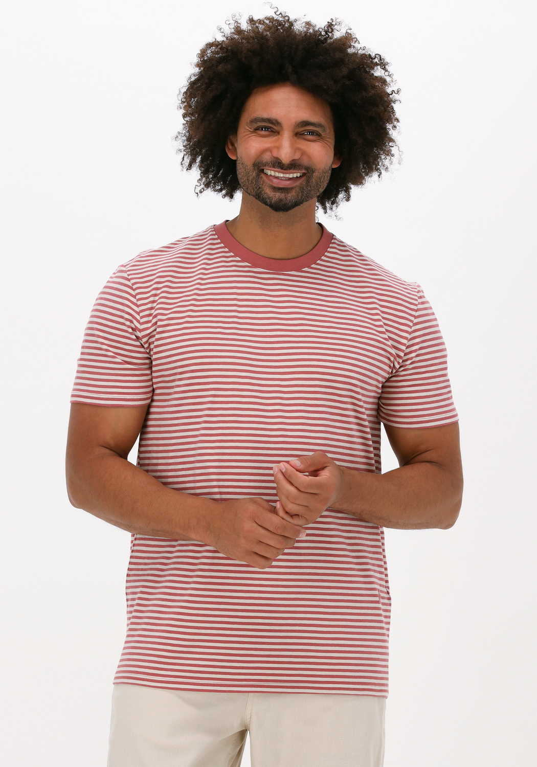 Rode SELECTED HOMME T-shirt SLHRELAXBUTCH STRIPE SS O-NECK | Omoda
