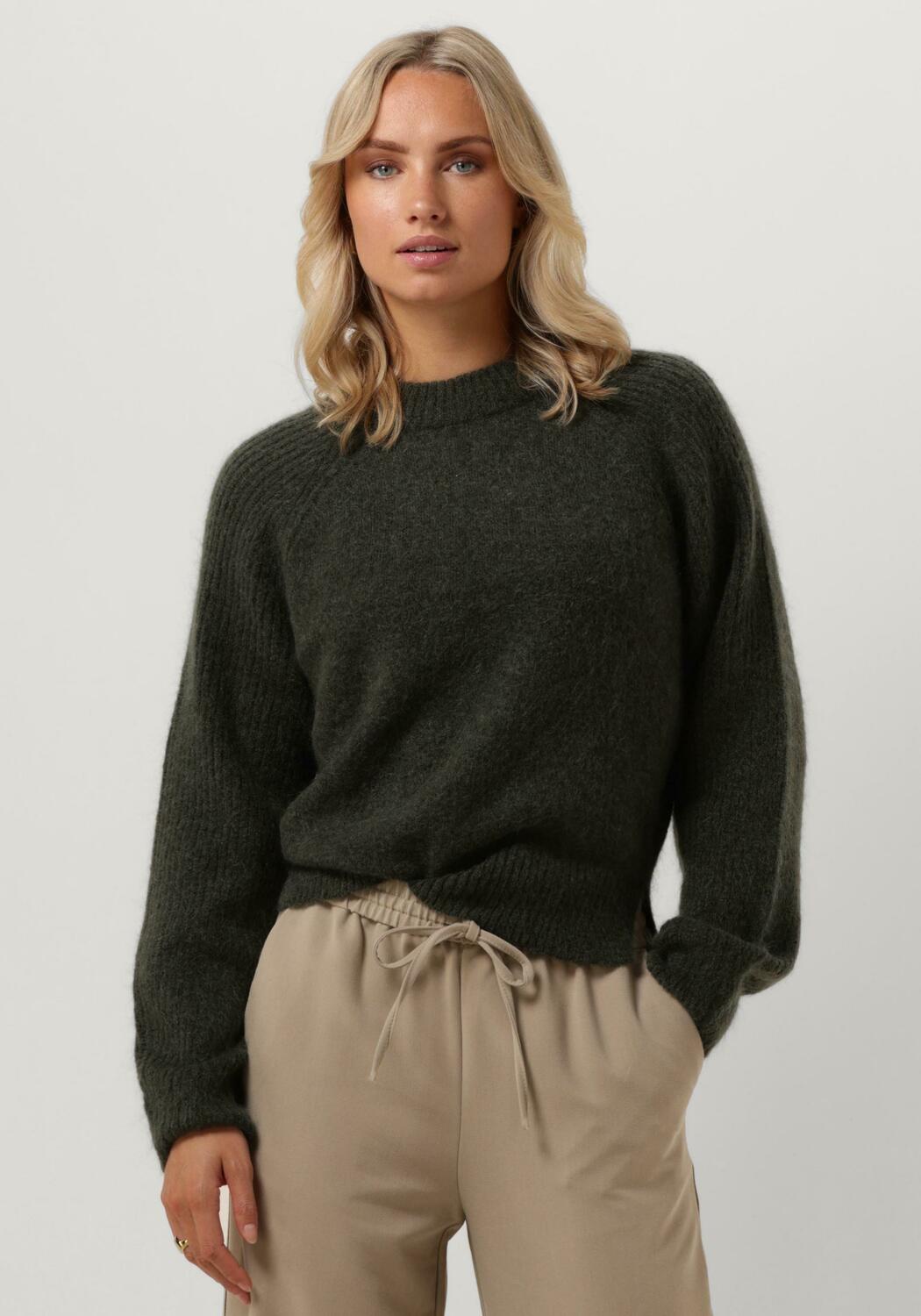 Donkergroene SECOND FEMALE Trui BROOKLINE KNIT NEW O-NECK | Omoda