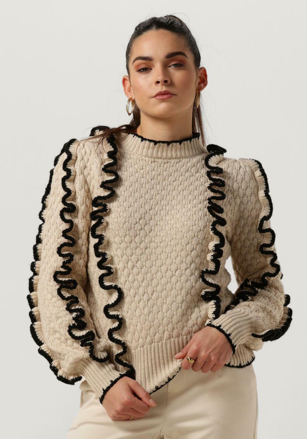 Beige OBJECT Trui OBJYAA L/S KNIT PULLOVER 131 | Omoda