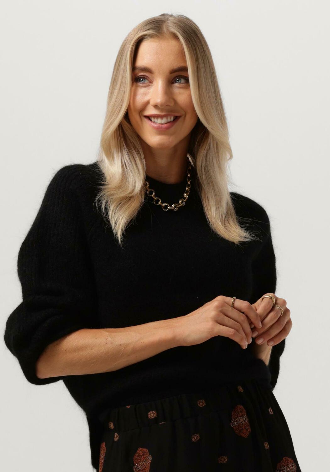 Zwarte SECOND FEMALE Trui BROOKLINE KNIT NEW O-NECK | Omoda