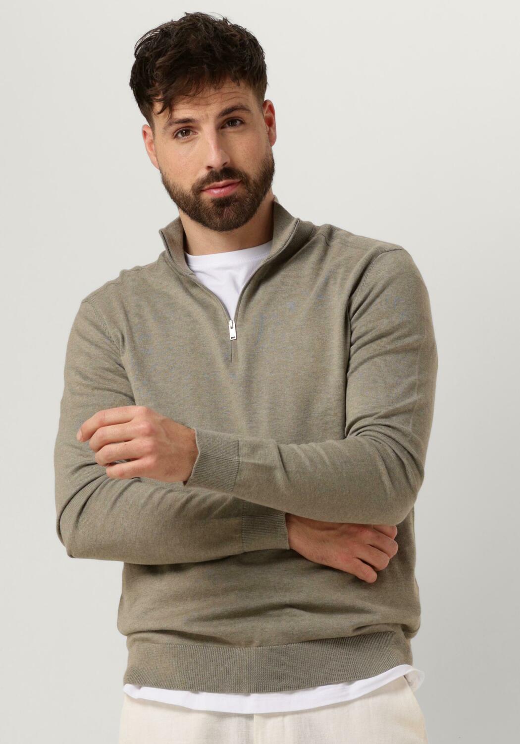 Groene SELECTED MEN Trui SLHBERG HALF ZIP CARDIGAN NOOS | Omoda