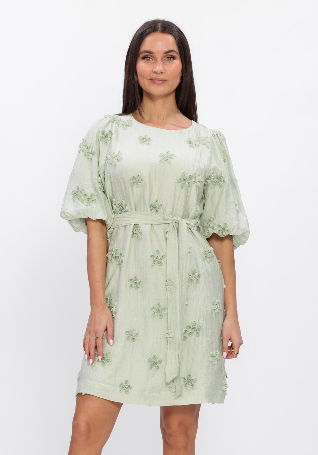 Mint JANSEN AMSTERDAM Mini jurk ROXY JURK 3DF1 596 SHORT PUFFED SLEEVE ...