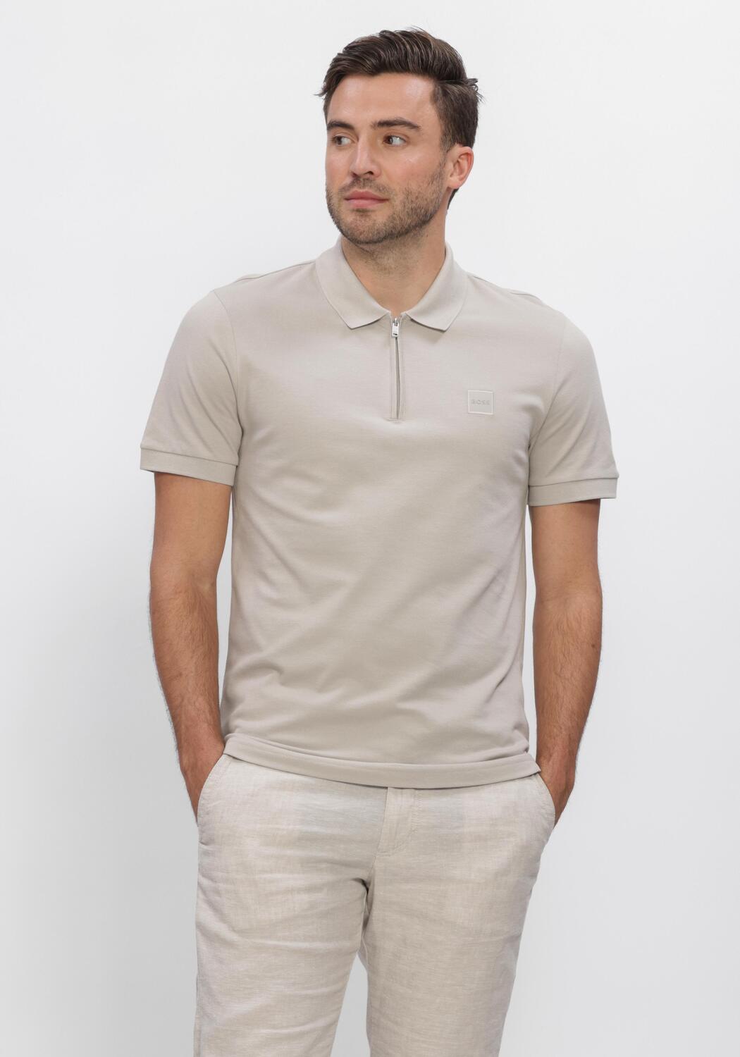 Grijze BOSS ORANGE Polo PASSERZIP | Omoda