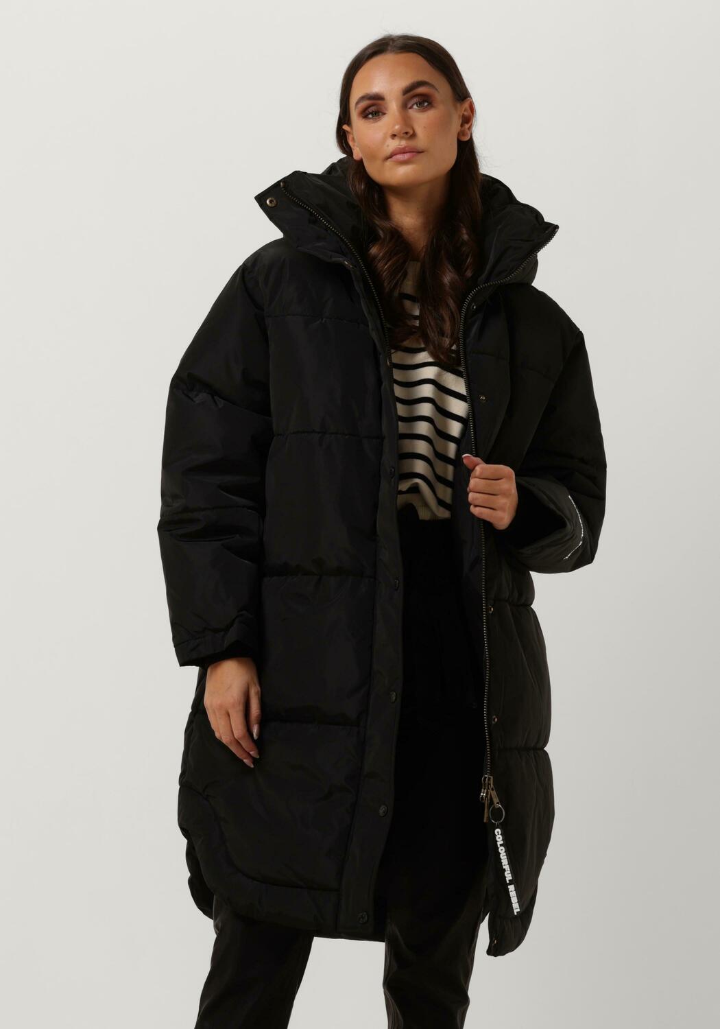 Zwarte COLOURFUL REBEL Gewatteerde jas RESY LONG PUFFER JACKET | Omoda