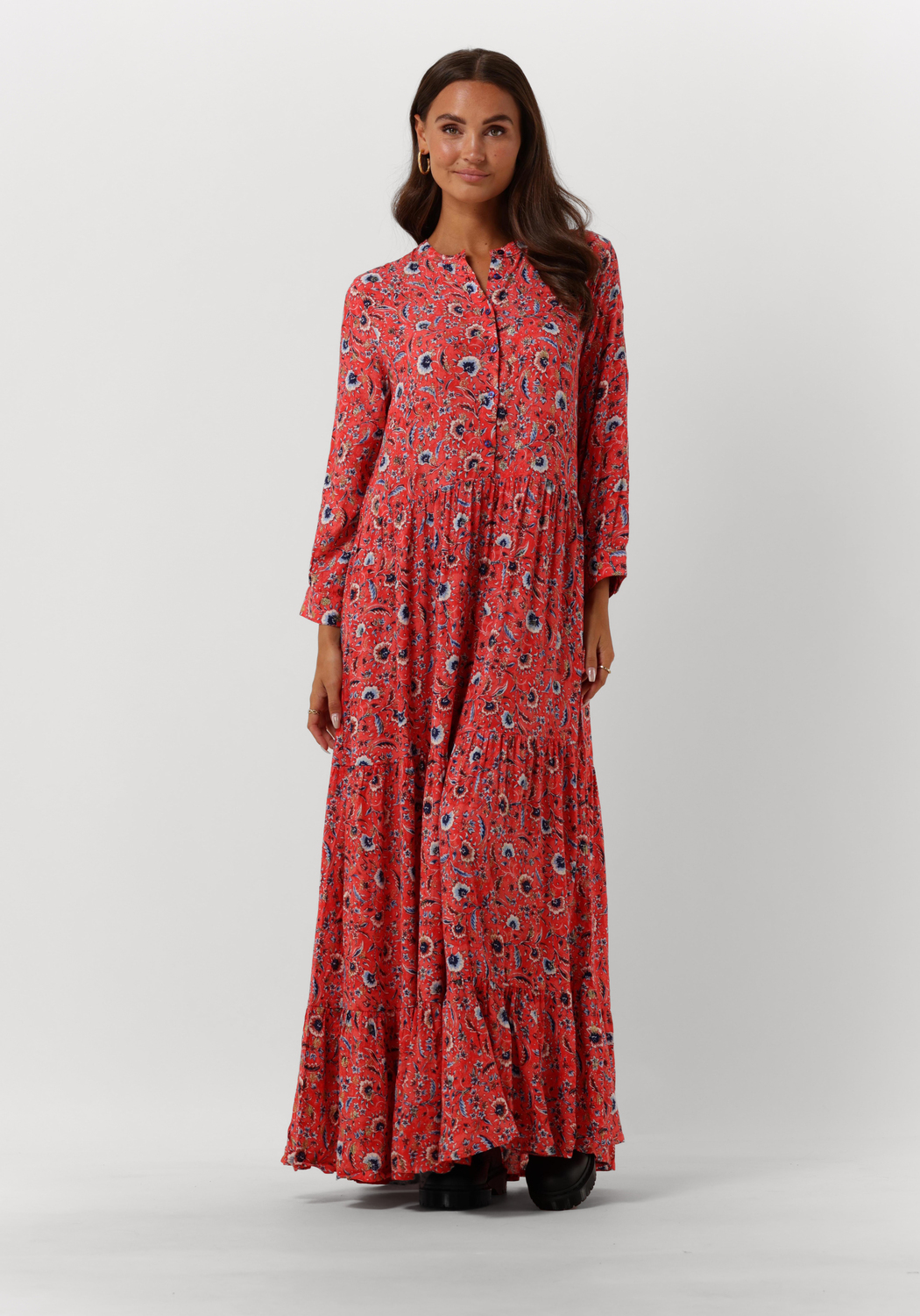 Rode LOLLYS LAUNDRY Maxi jurk NEE DRESS | Omoda