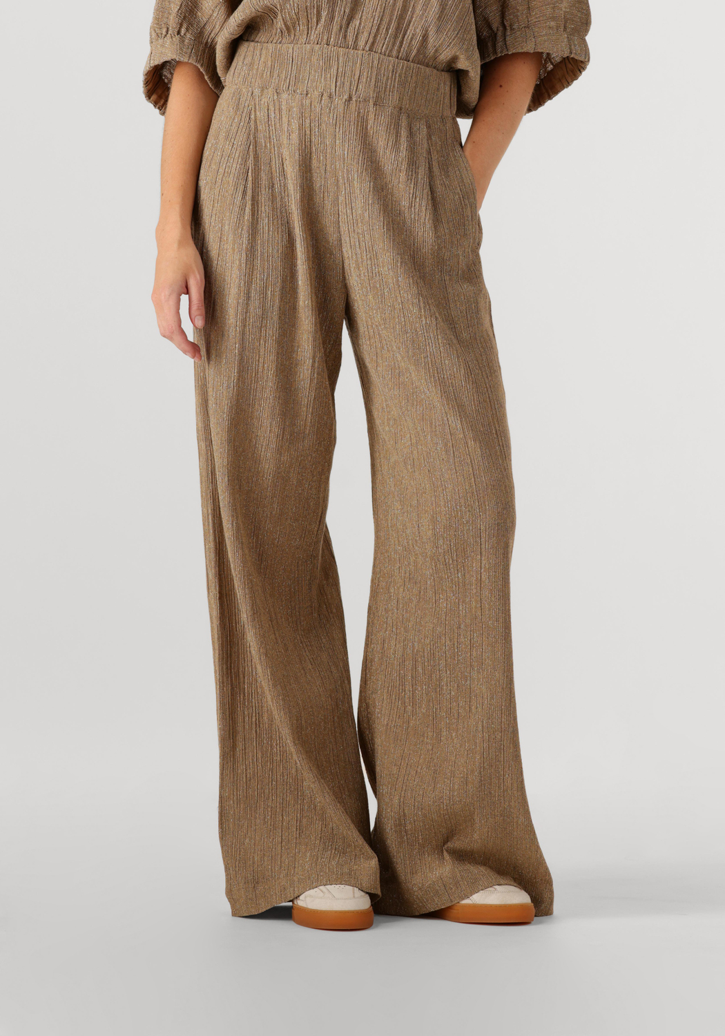 Gouden BY-BAR Wijde broek BENJI LUREX PANT | Omoda