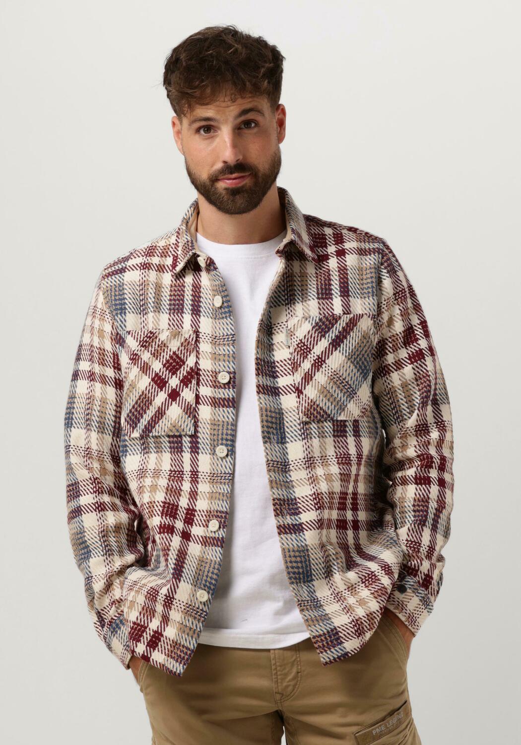 Beige CAST IRON Overshirt LONG SLEEVE HEAVY CHECK REGULAR FIT | Omoda