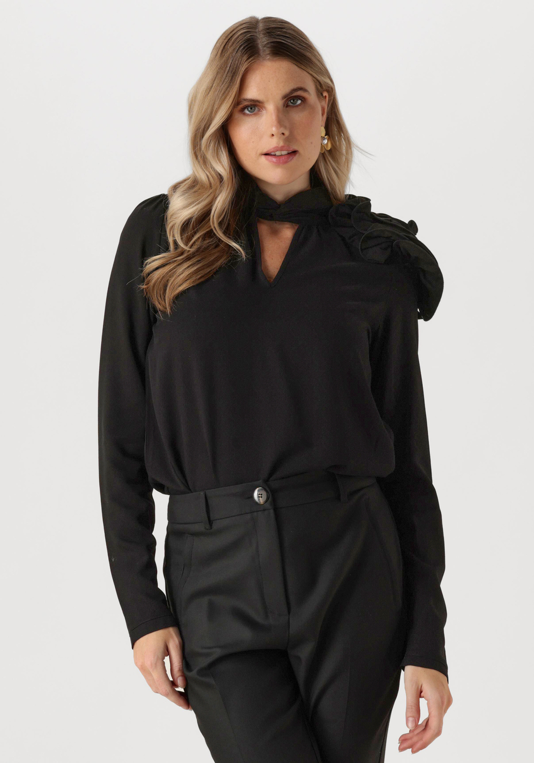 Zwarte JANSEN AMSTERDAM Blouses S181 BLOUSE ARLETTE | Omoda