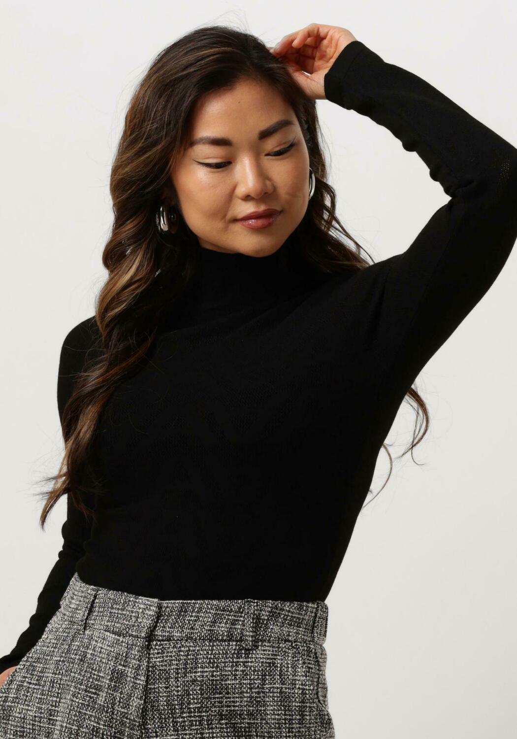 Zwarte ALIX THE LABEL Tops & T-shirts LADIES KNITTED A MESH TOP | Omoda