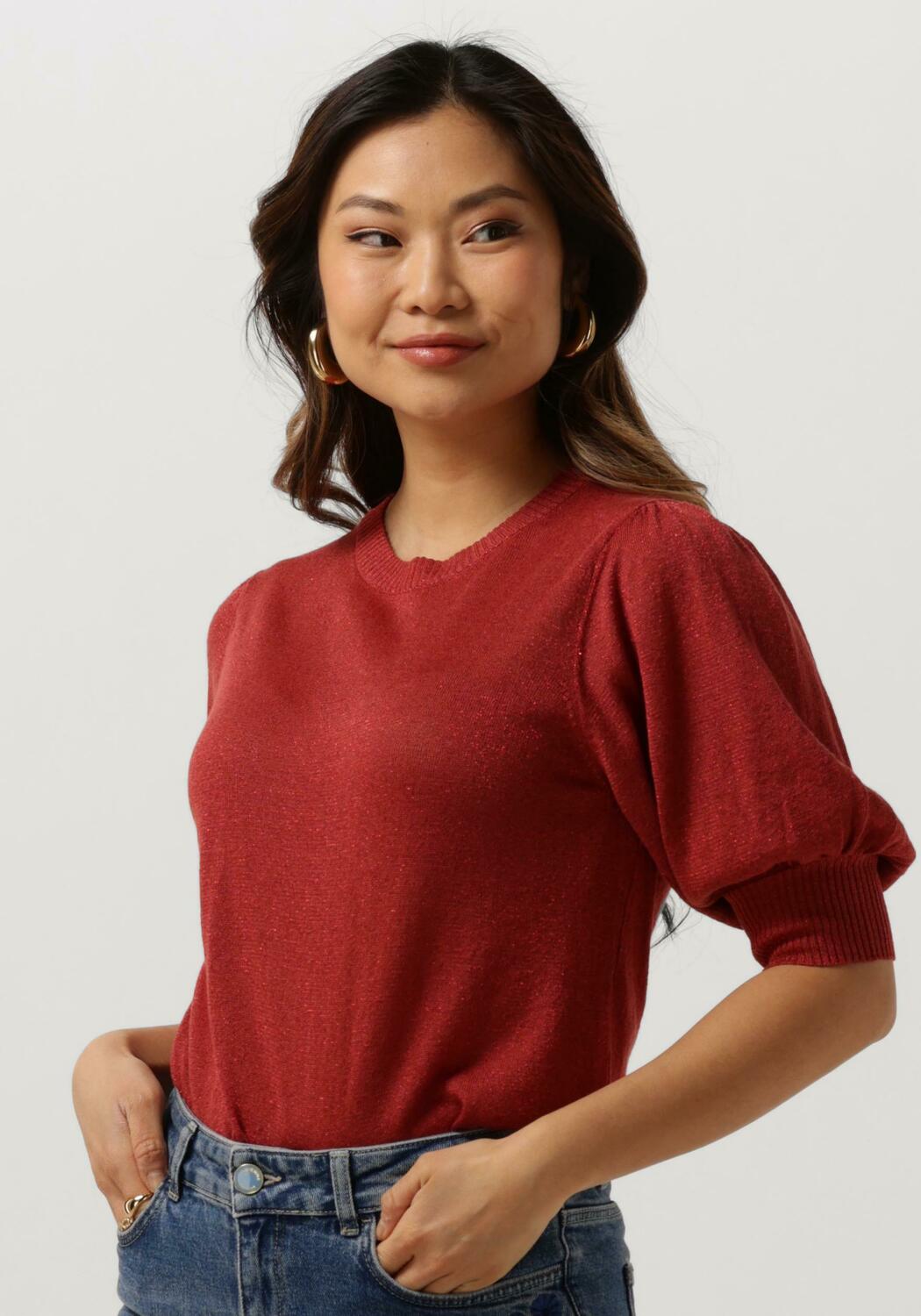 Rode MINUS Top LIVA PUFF SLEEVE METALLIC KNIT PULLOVER | Omoda
