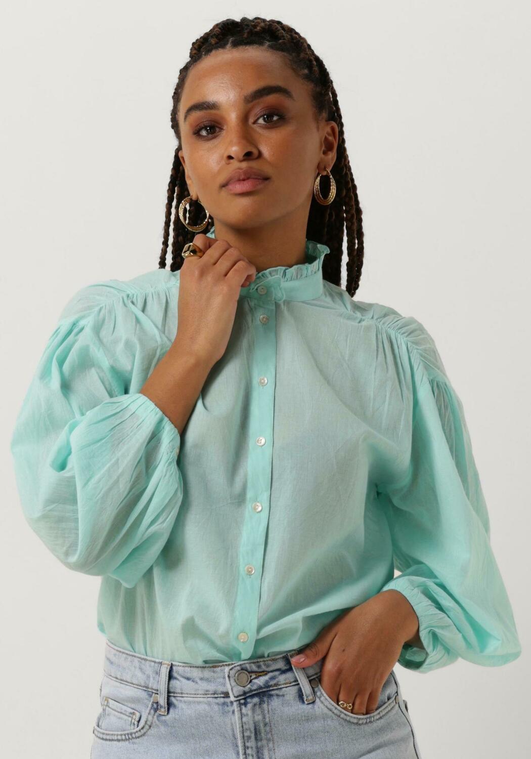 Lichtblauwe ANTIK BATIK Blouses ANNA BLOUSE | Omoda