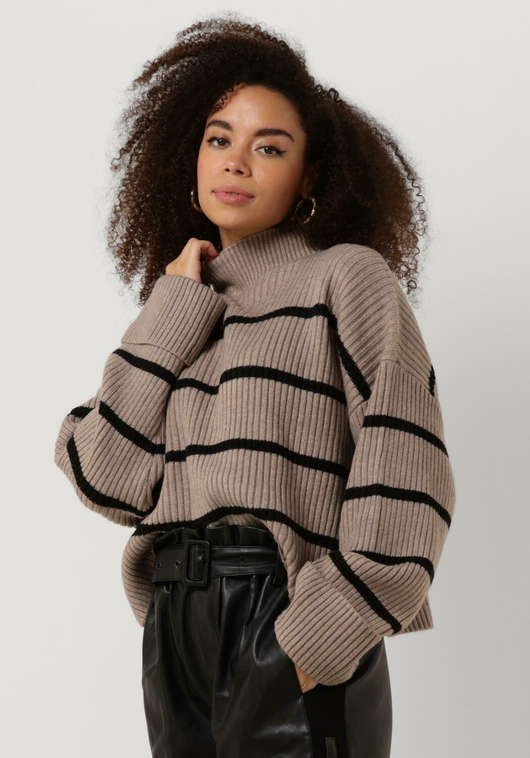 Taupe CO'COUTURE Trui ROW STRIPE BOX CROP KNIT | Omoda