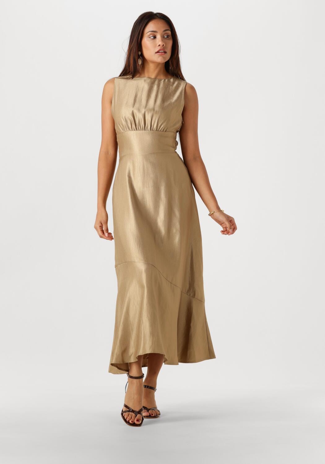 Gouden AAIKO Midi jurk MICHELLE VIS 512 | Omoda