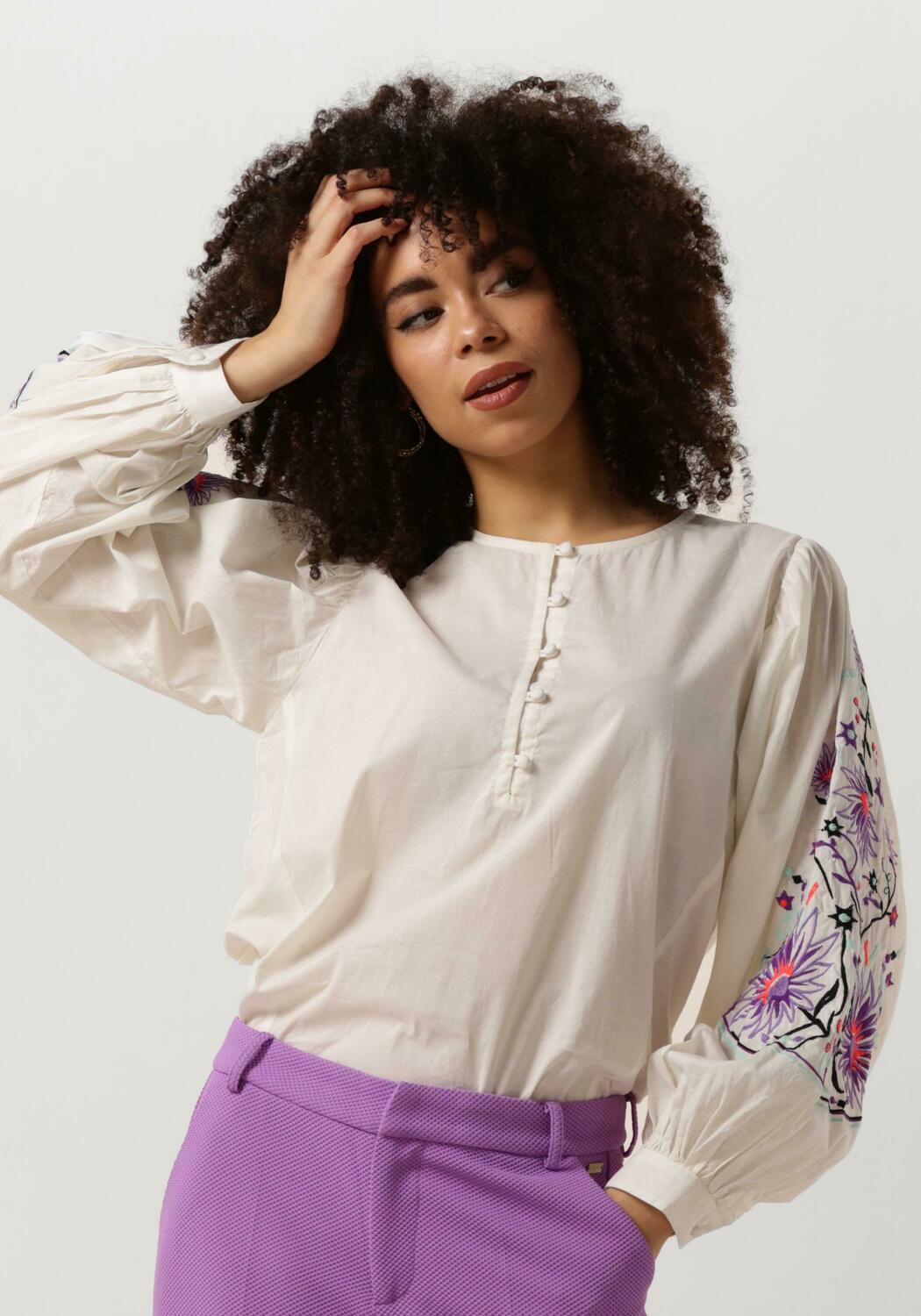 Zand POM AMSTERDAM Blouses EMBROIDERY PURPLE BLOUSE | Omoda