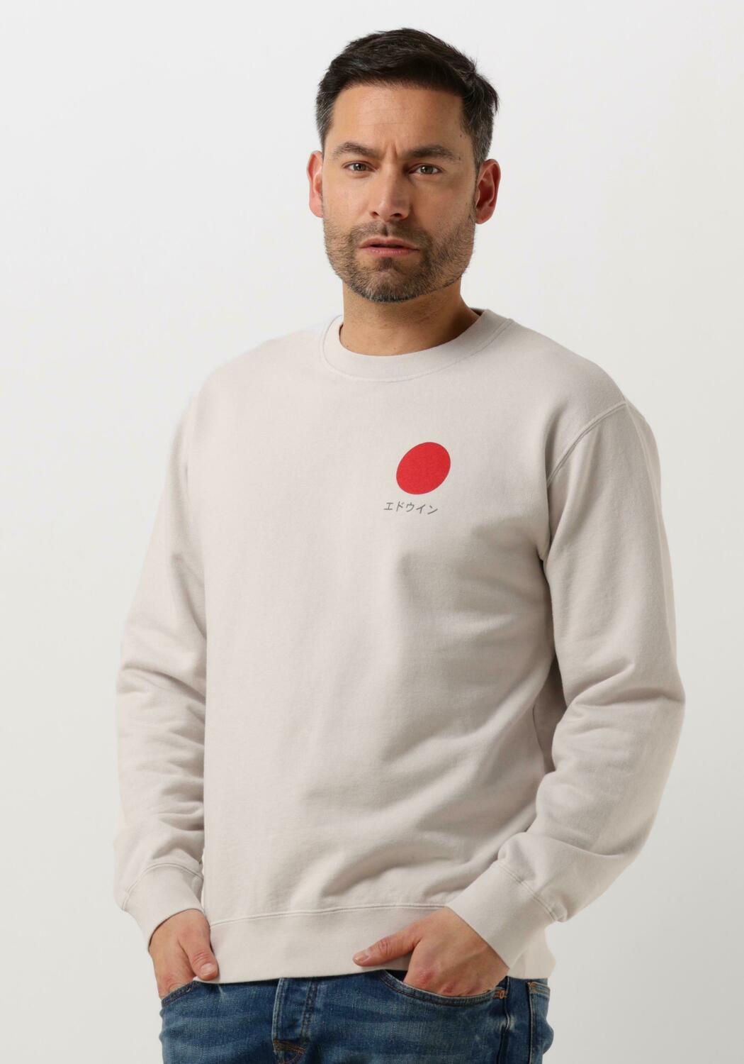 Lichtgrijze EDWIN Sweater JAPANESE SUN SWEAT HEAVY FELPA | Omoda