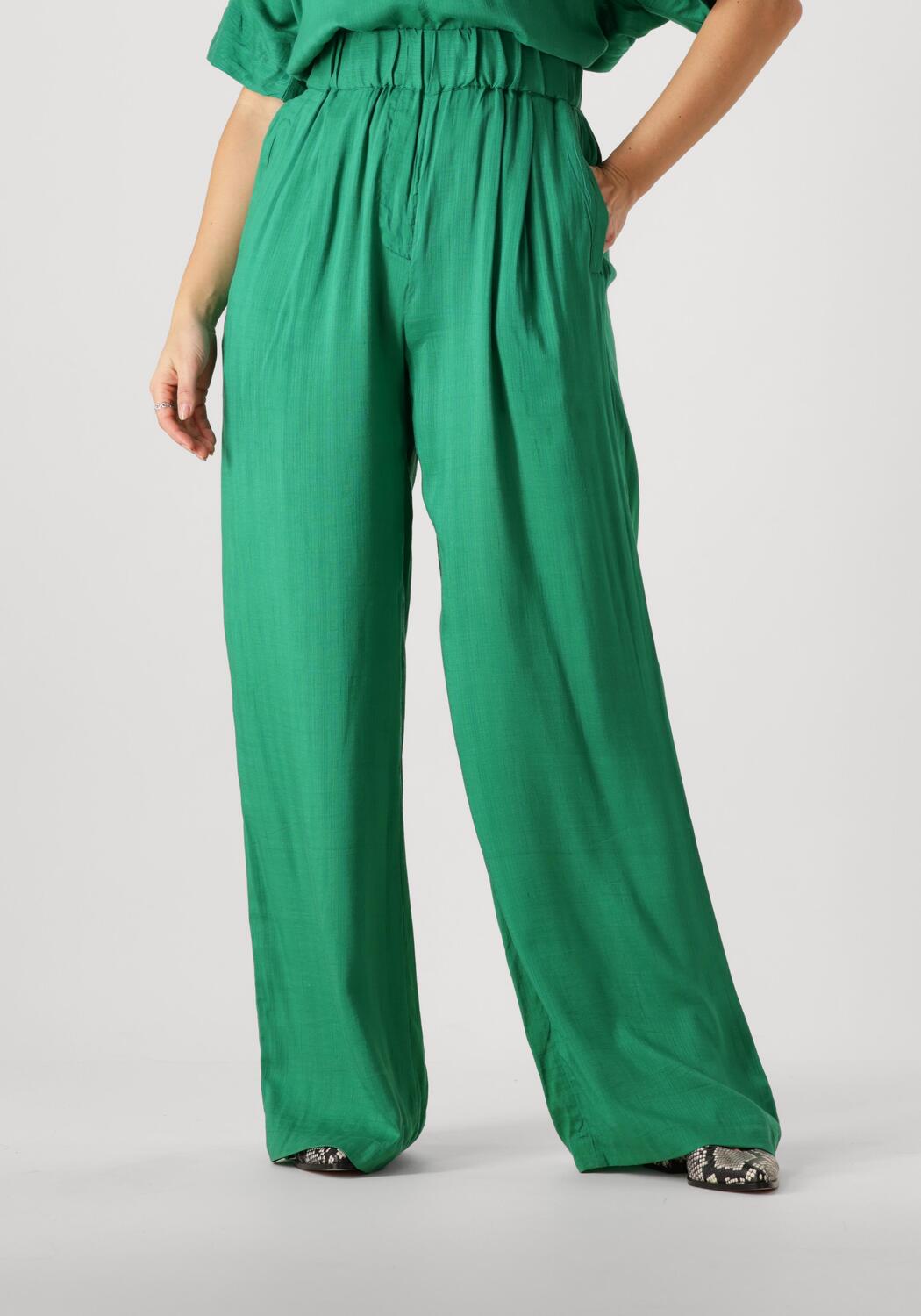Groene BY-BAR Wijde broek BENJI DOBBY PANT | Omoda
