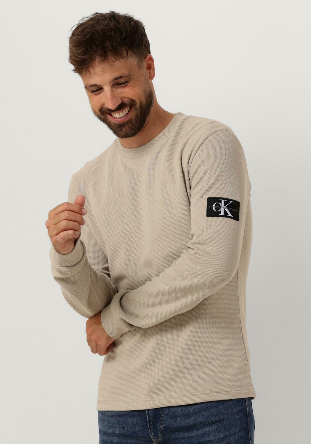 Beige CALVIN KLEIN Trui WAFFLE LS TEE | Omoda