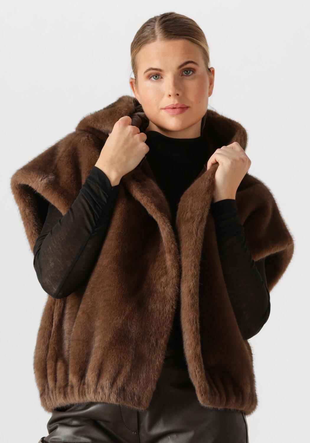 Bruine STUDIO AR Faux fur jas OLENA | Omoda