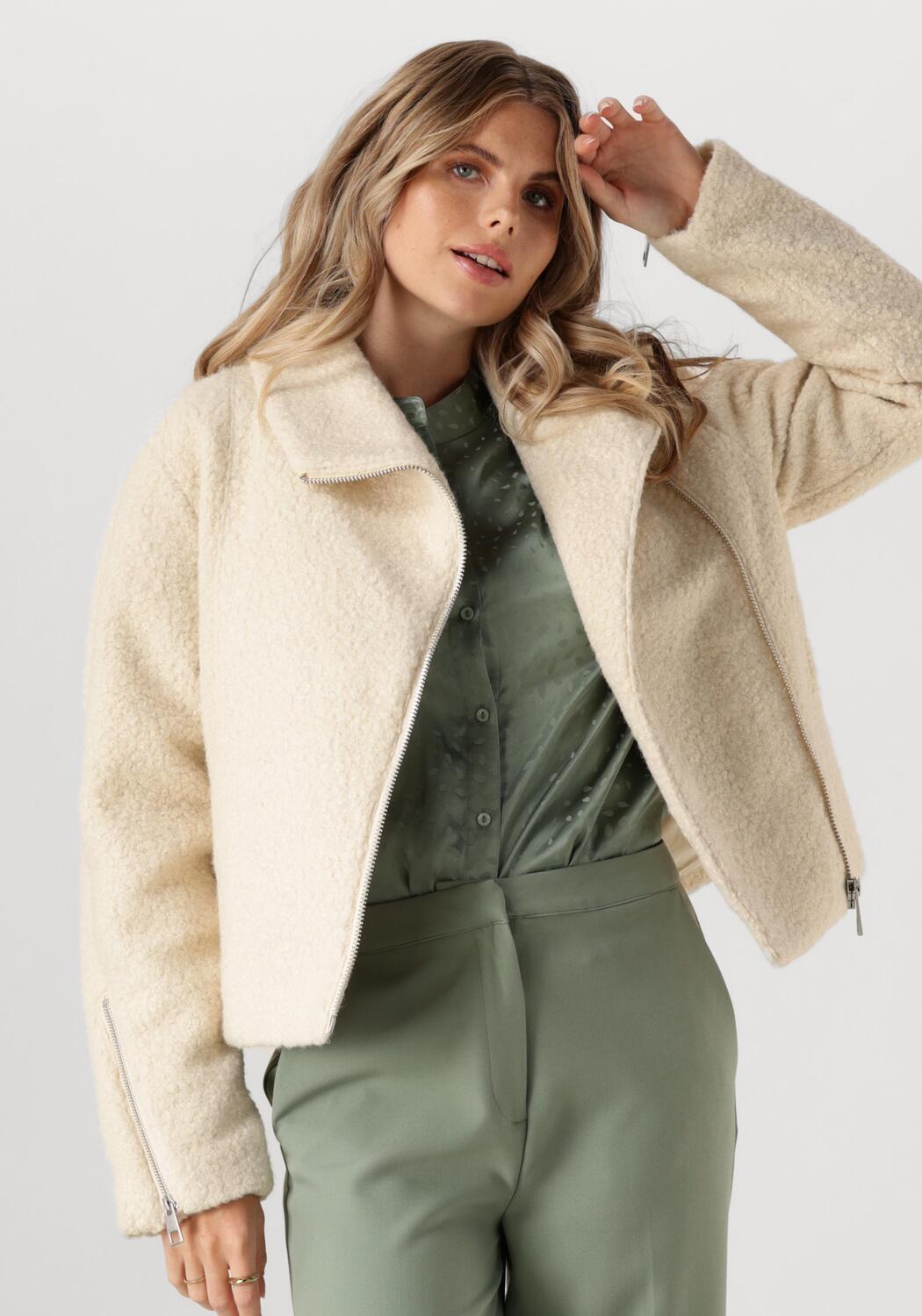 Creme ANOTHER LABEL Teddy jas JULIET BIKER JACKET | Omoda