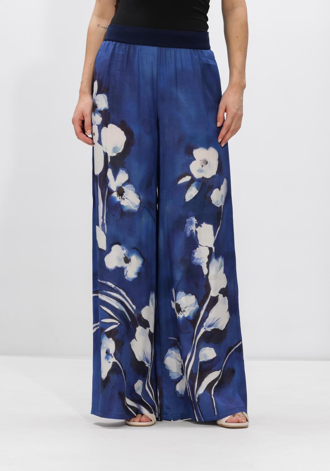 Blauwe CAROLINE BISS Wijde broek 1583 | Omoda