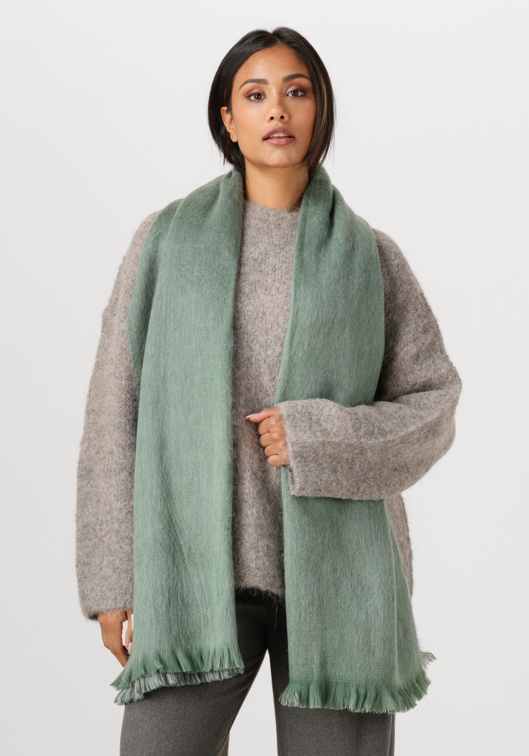 Groene ALPACA LOCA Sjaal DOUBLE SCARF | Omoda