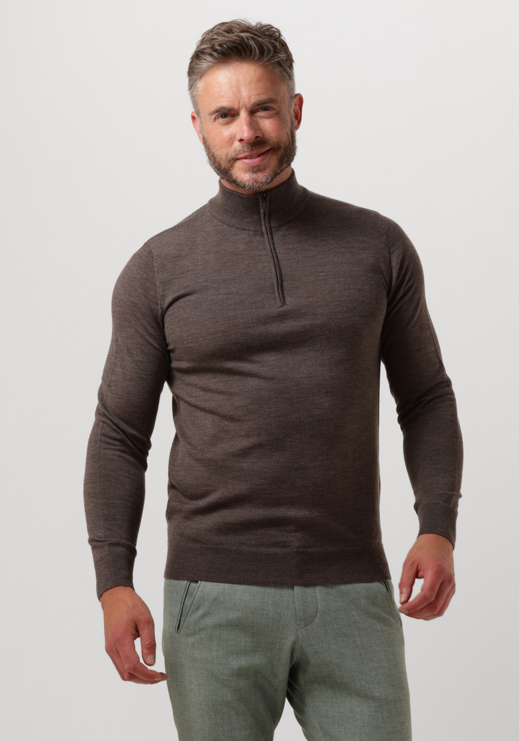 Taupe PROFUOMO Trui PULLOVER HALF ZIP | Omoda