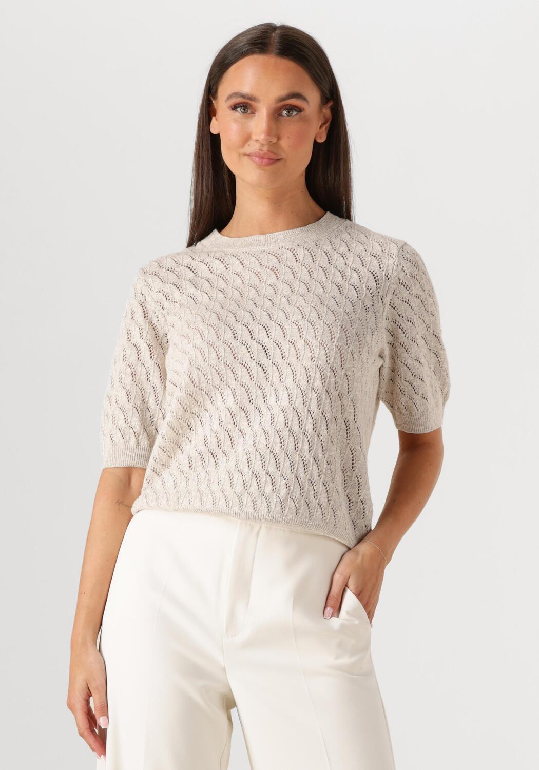 Ecru MOS MOSH T-shirt MMKARIN MARISOL SS LINEN KNIT | Omoda