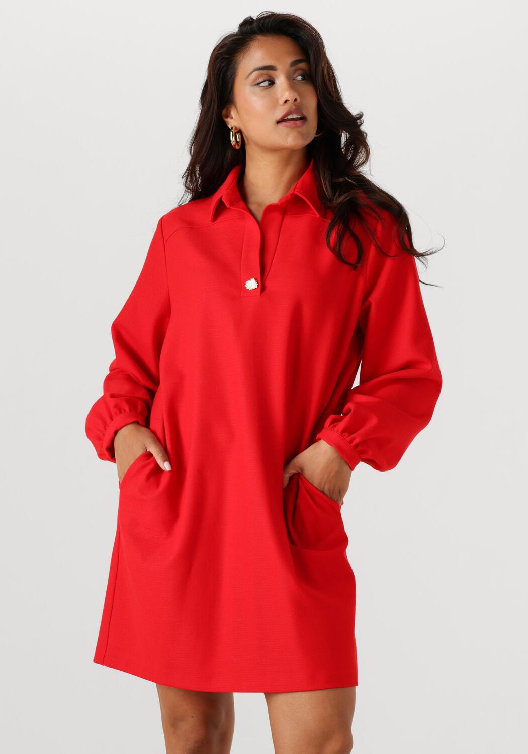 Rode CAROLINE BISS Midi jurk 4175 | Omoda